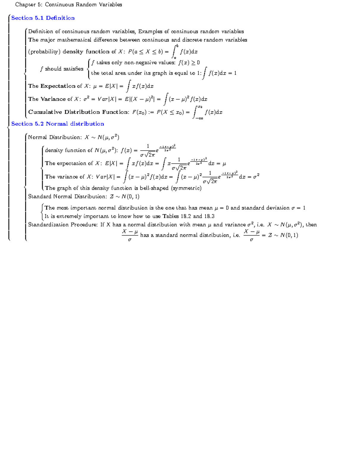 Course overview - midterm 2 - Chapter 5: Continuous Random Variables - Studocu