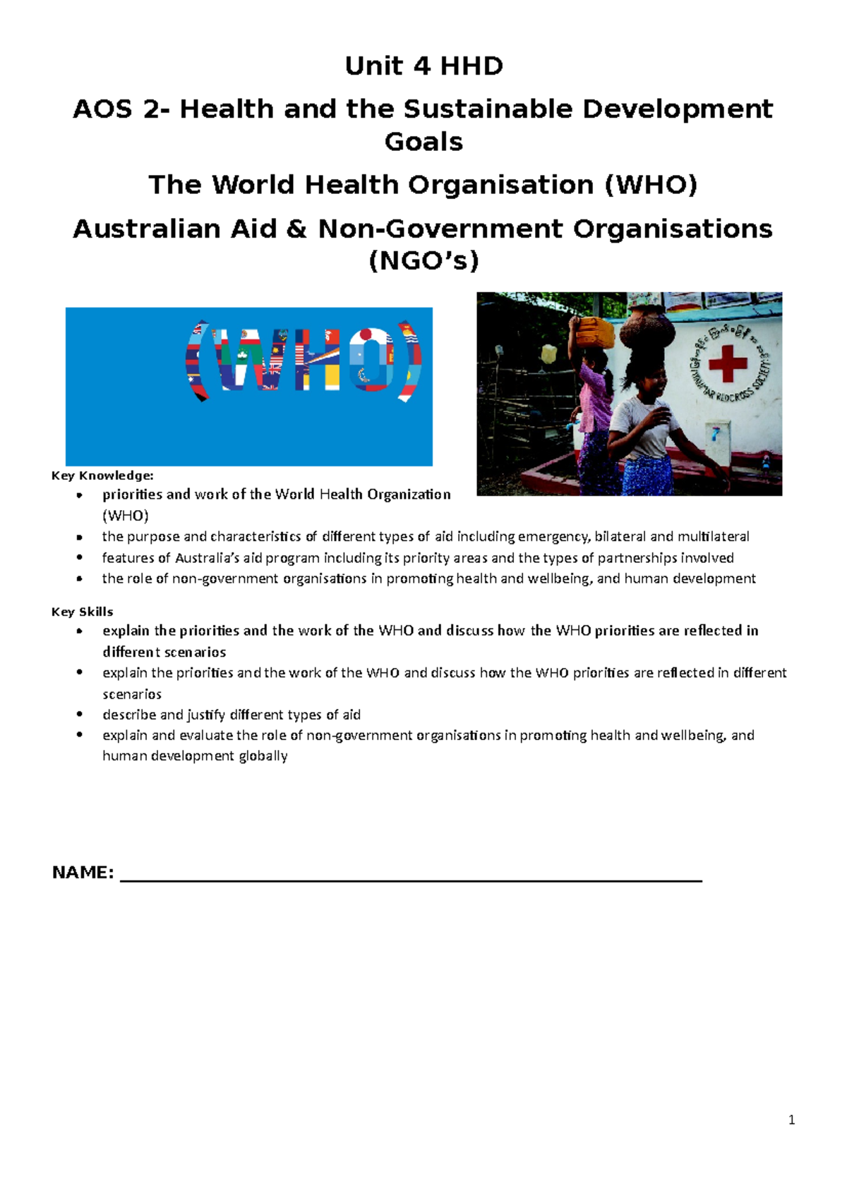 Chapter 11 workbook - Unit 4 HHD AOS 2- Health and the Sustainable ...