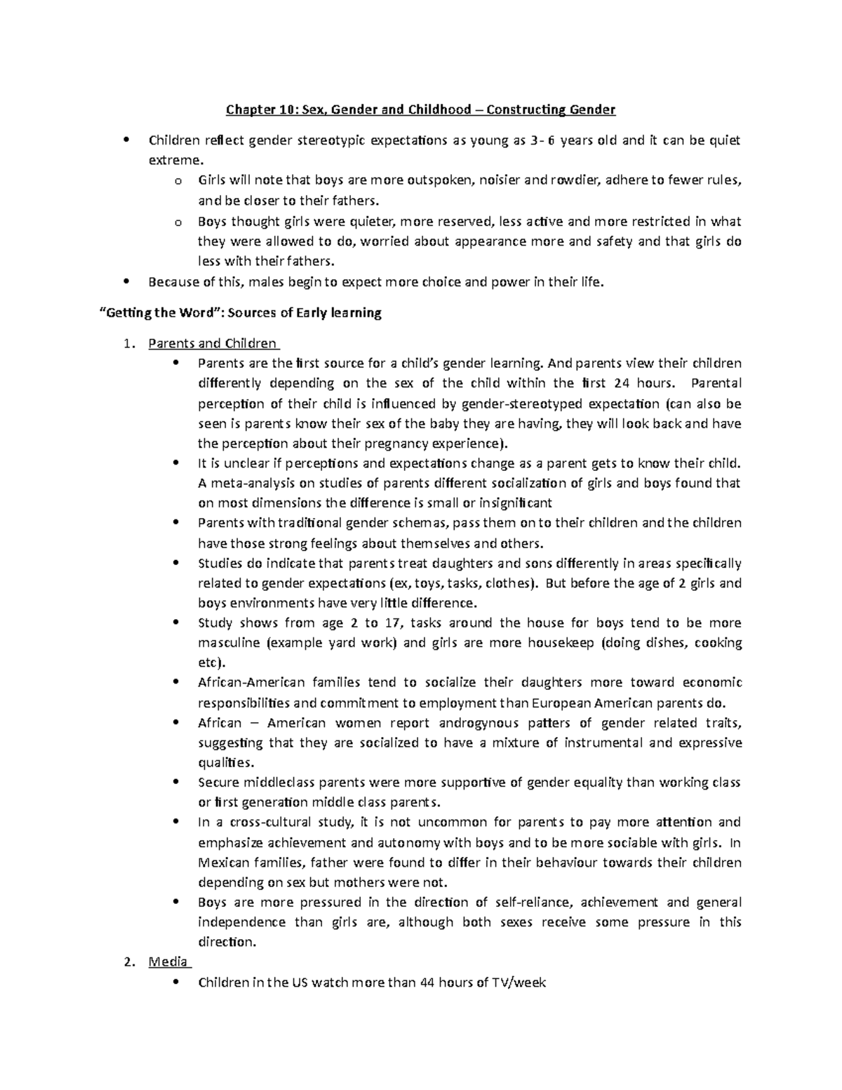 Chapter 10 - Sex and Gender - Chapter 10: Sex, Gender and Childhood ...