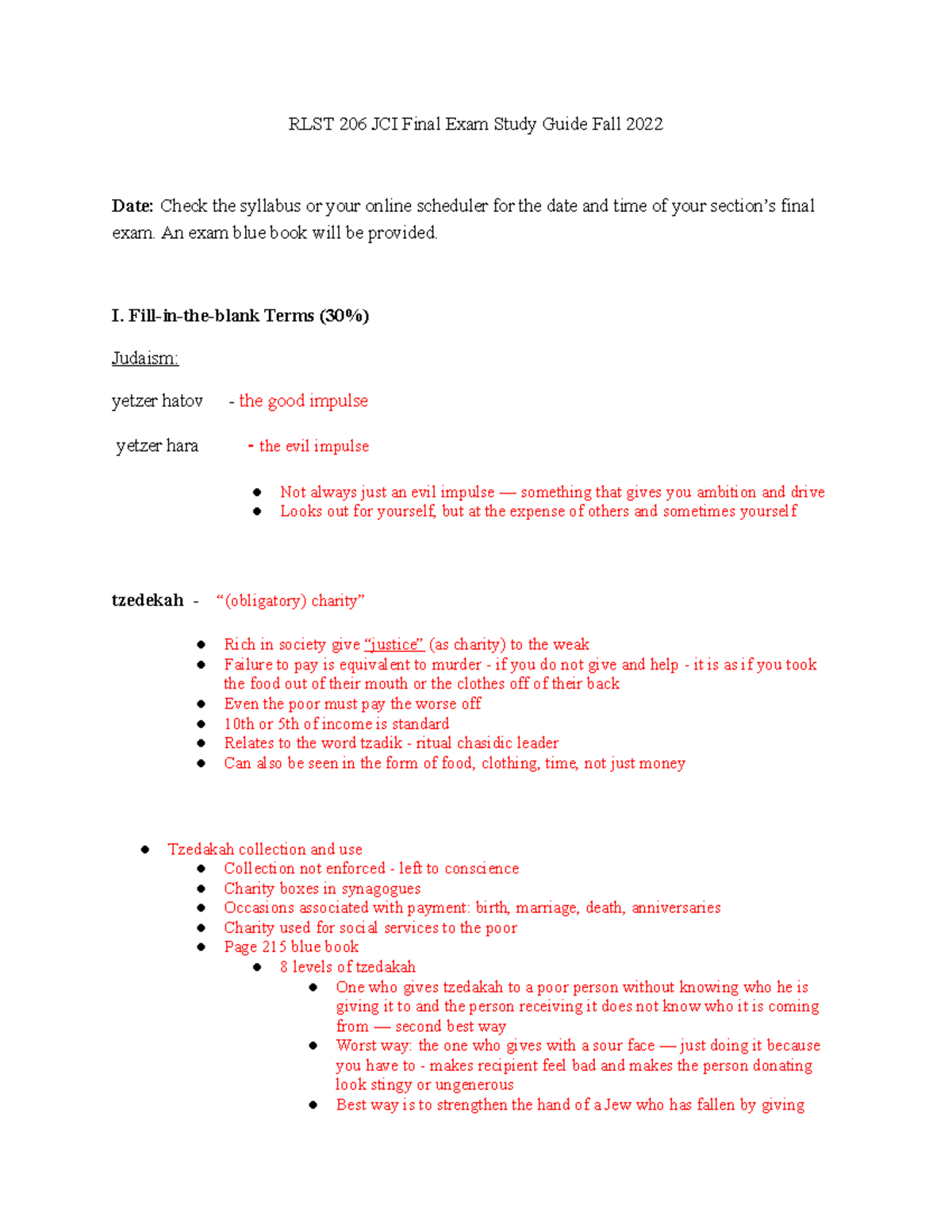 RLST 206 JCI Final Exam Study Guide Fall 2022 - RLST 206 JCI Final Exam Study Guide Fall 2022 ...