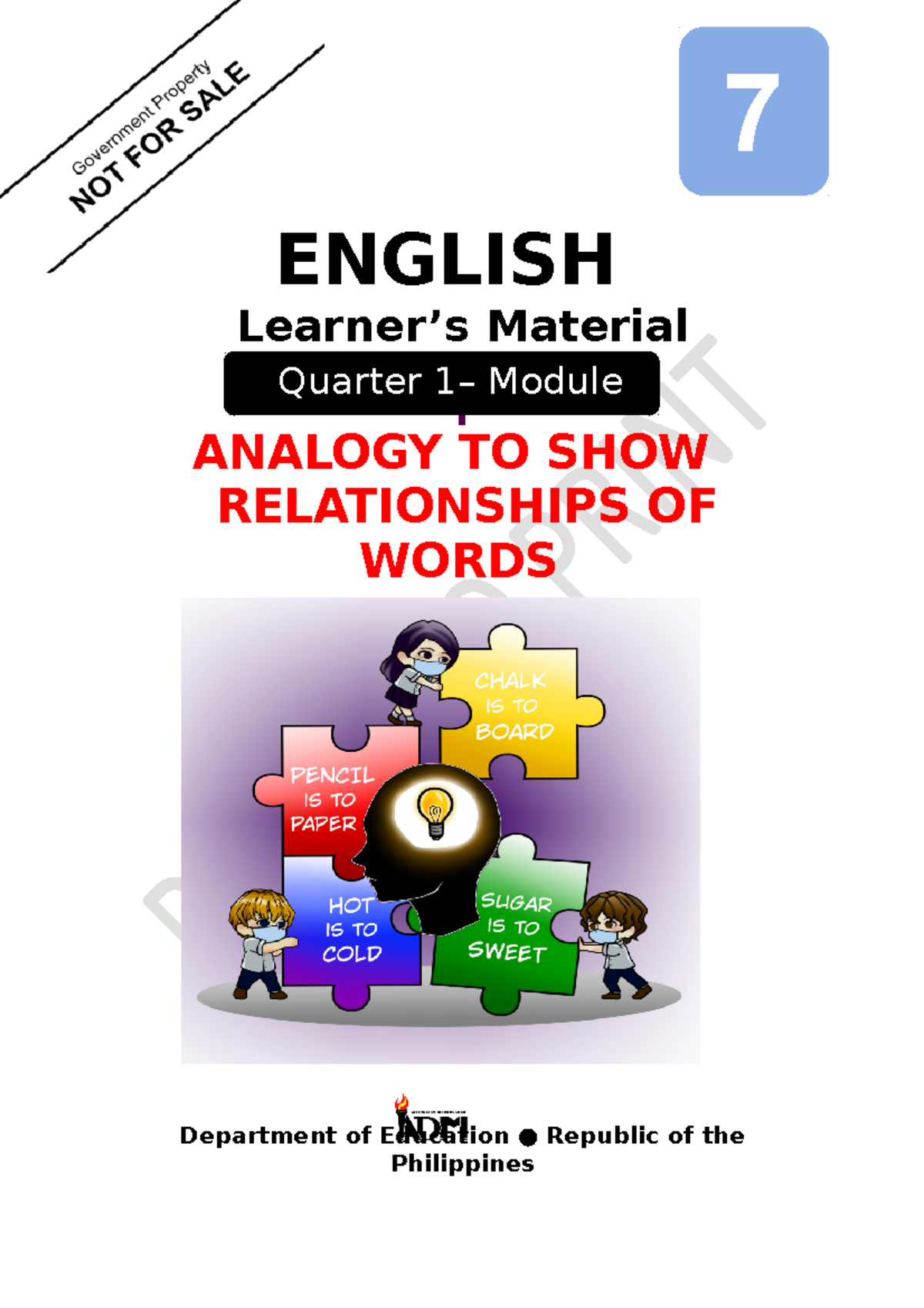 English 7 q1 mod1 analogy to show relationships of words v5 - ENGLISH Learner’s Material ...