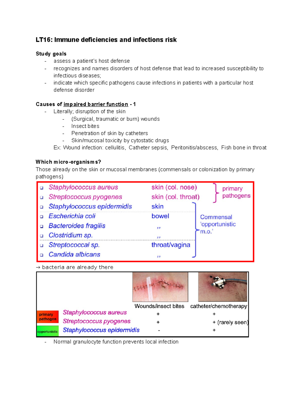 LT16 Immune deficiencies and infections risk - Sjögren: see auto-immune ...