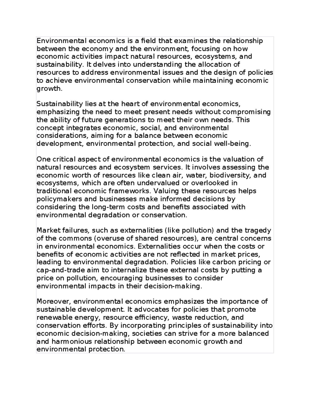 Environmental economics - It delves into understanding the allocation ...