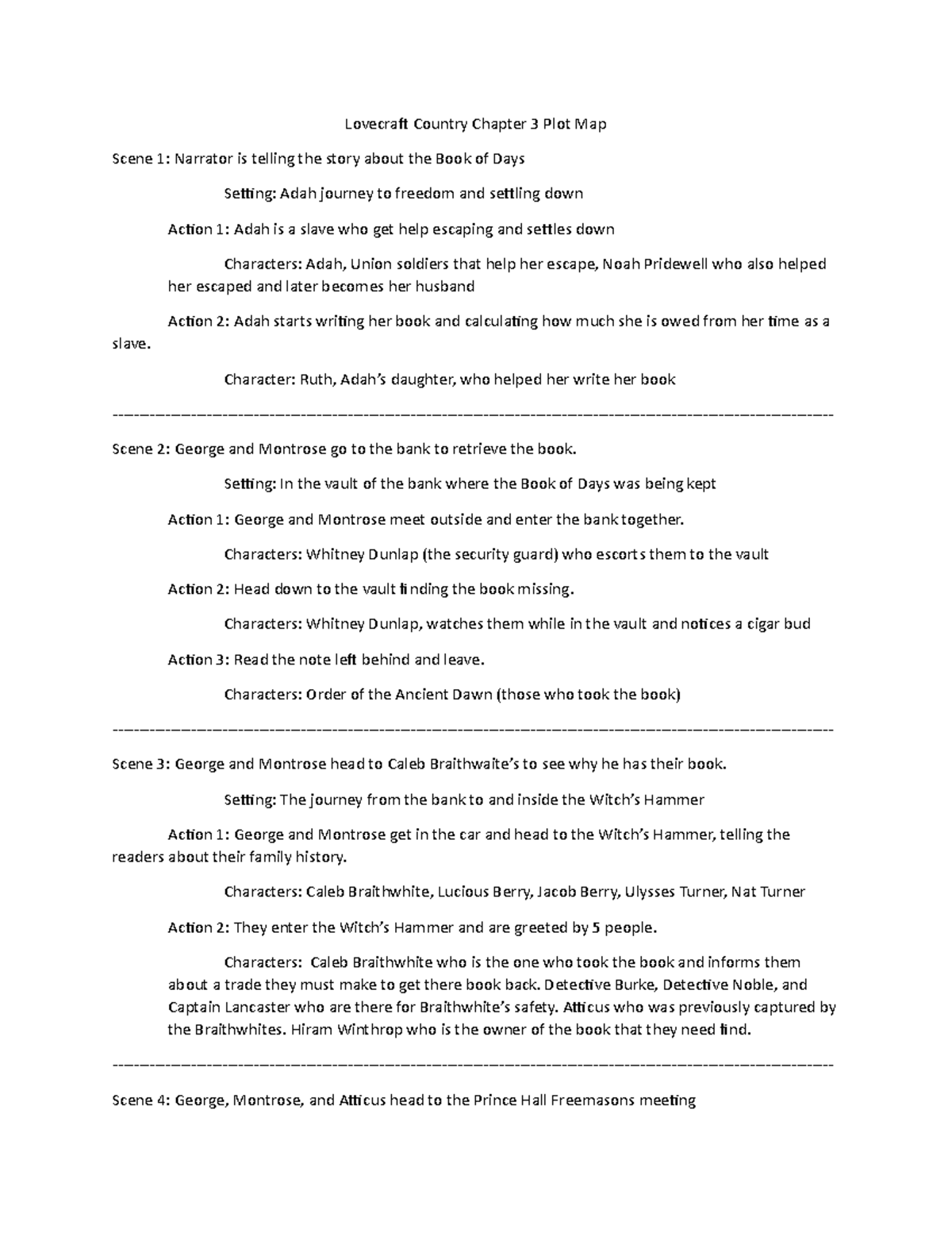 English Midterm Love Craft Review - Lovecraft Country Chapter 3 Plot ...