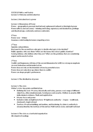 Lecture 3 Dimensions of Power - SOC1032 – PAS: Lecture 3 Dimensions of ...