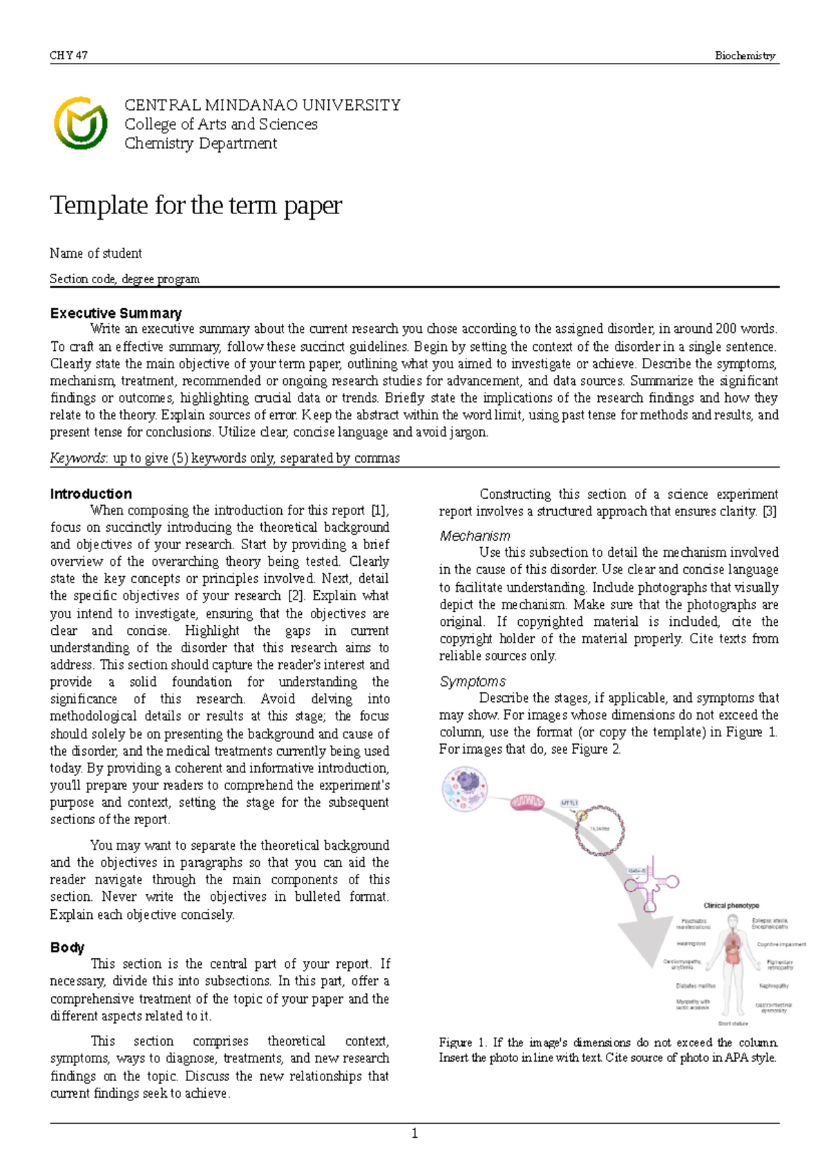 Template term paper - CHY 4 7 Biochemistry CENTRAL MINDANAO UNIVERSITY ...