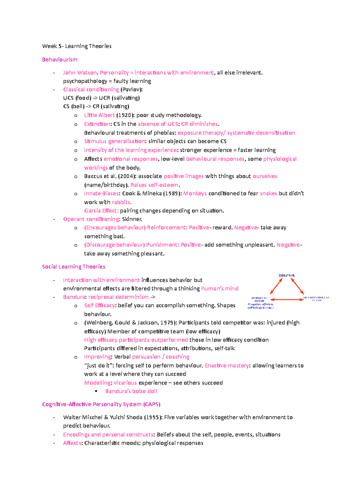 Week 5- Learning Theories - Week 5- Learning Theories Behaviourism John ...