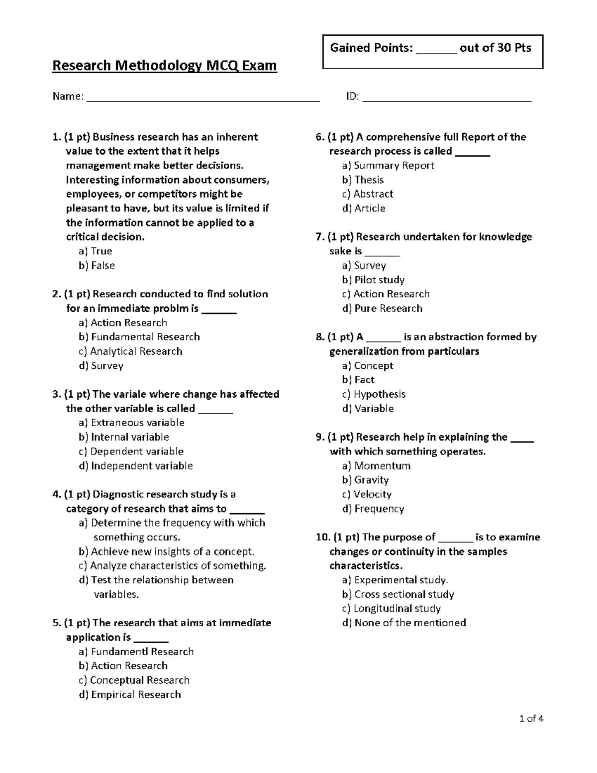 Mid-Term Exam - teasrxhgch - Research methodology - Studocu