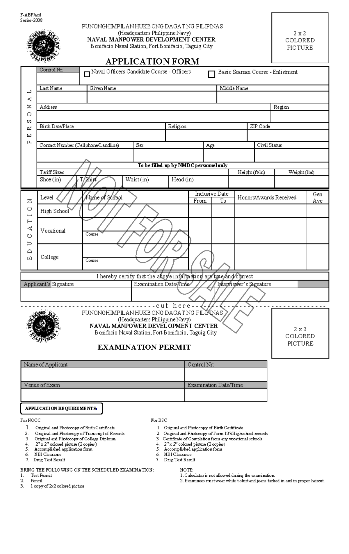 36169487 Navy Application Form - F-ABF/acd Series- PUNONGHIMPILAN ...