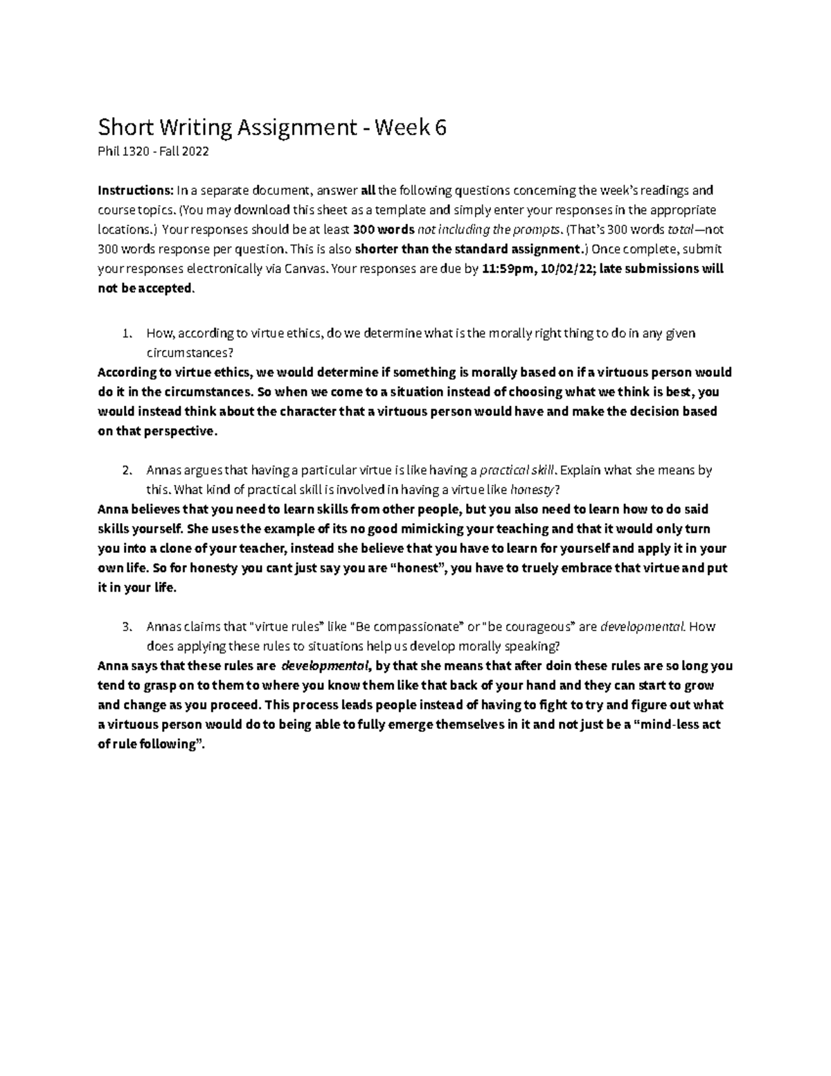 Short Writing Assignment Week 6 - Short Writing Assignment - Week 6 ...