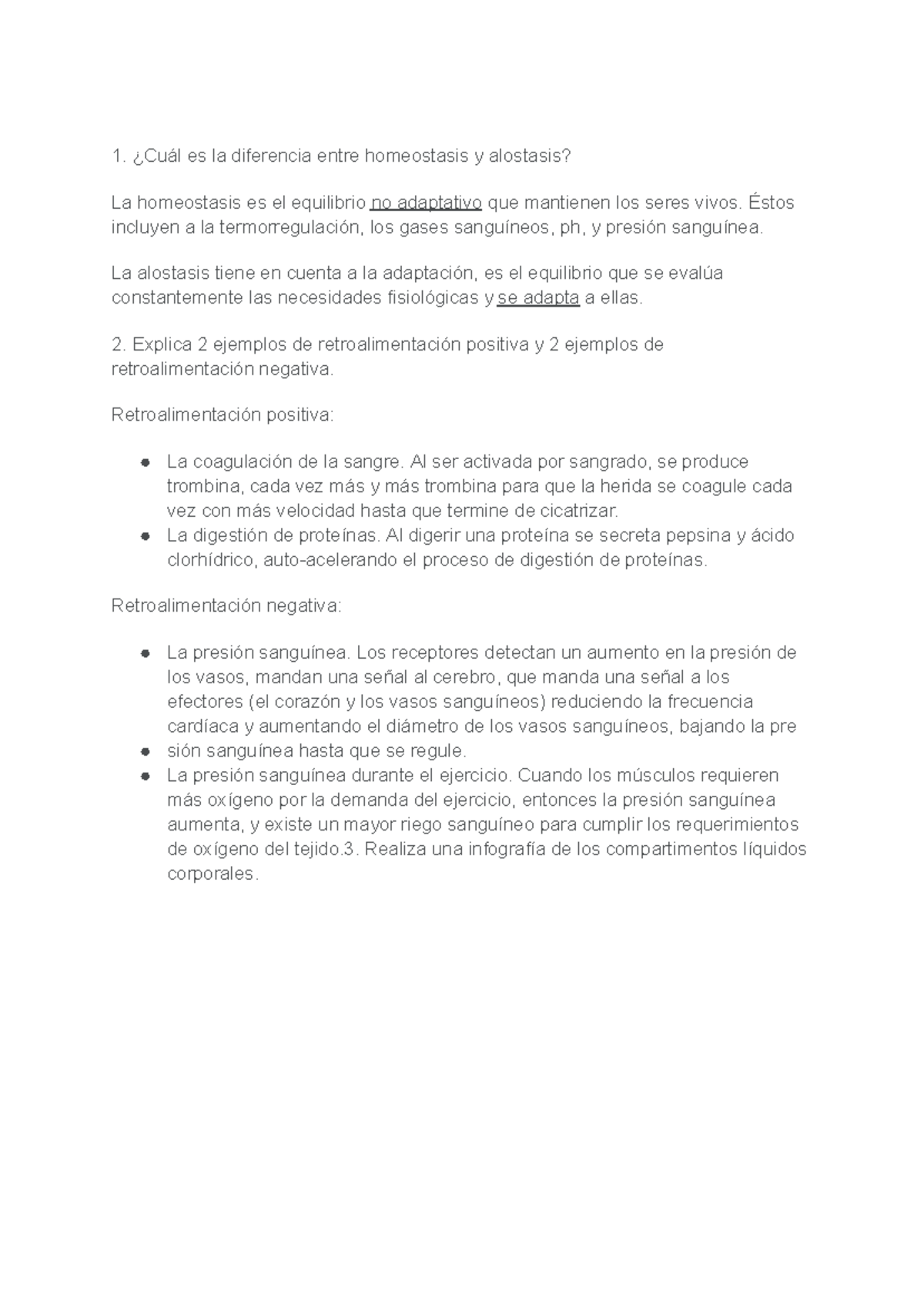 Actividad 1 Fisiología - 1. ¿Cuál es la diferencia entre homeostasis y ...