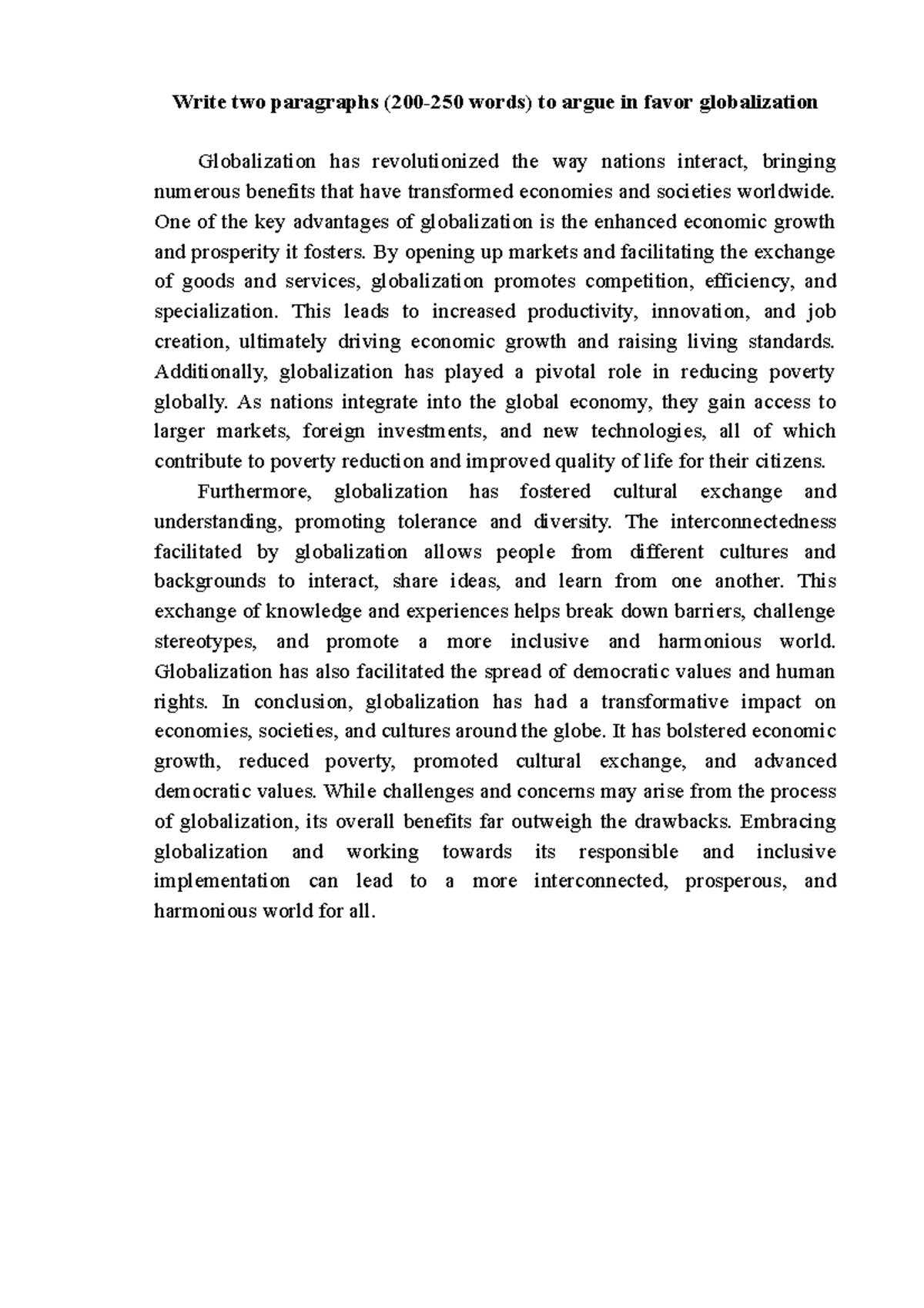 15. Chu Hoàng Vũ - Class C - Write two paragraphs (200-250 words) to ...