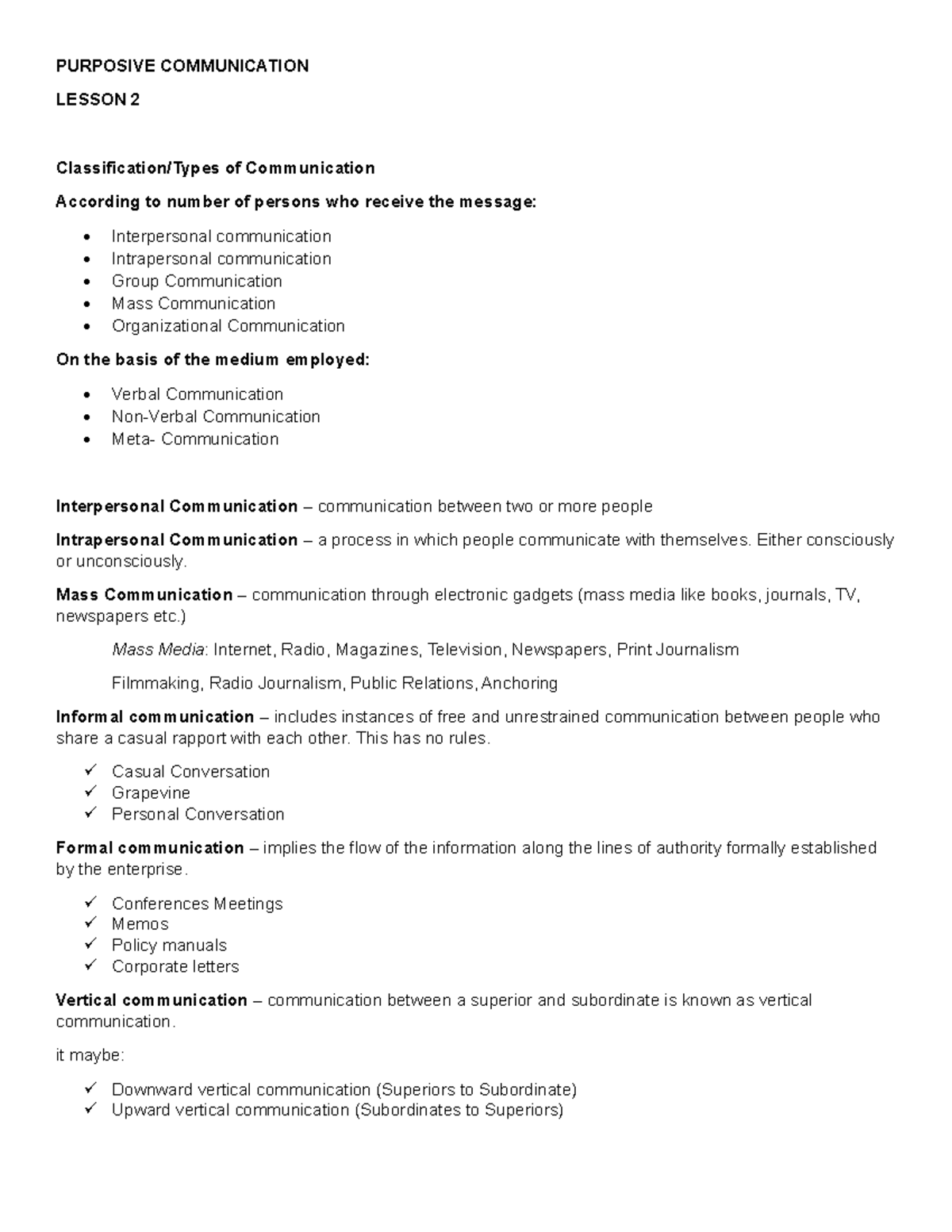 Purposive Communication 1 - PURPOSIVE COMMUNICATION LESSON 2 ...