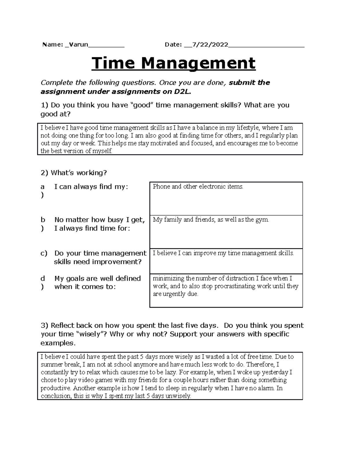 14-Time Management - fwefwf - Name: Varun________ Date: 7/22/2022 ...
