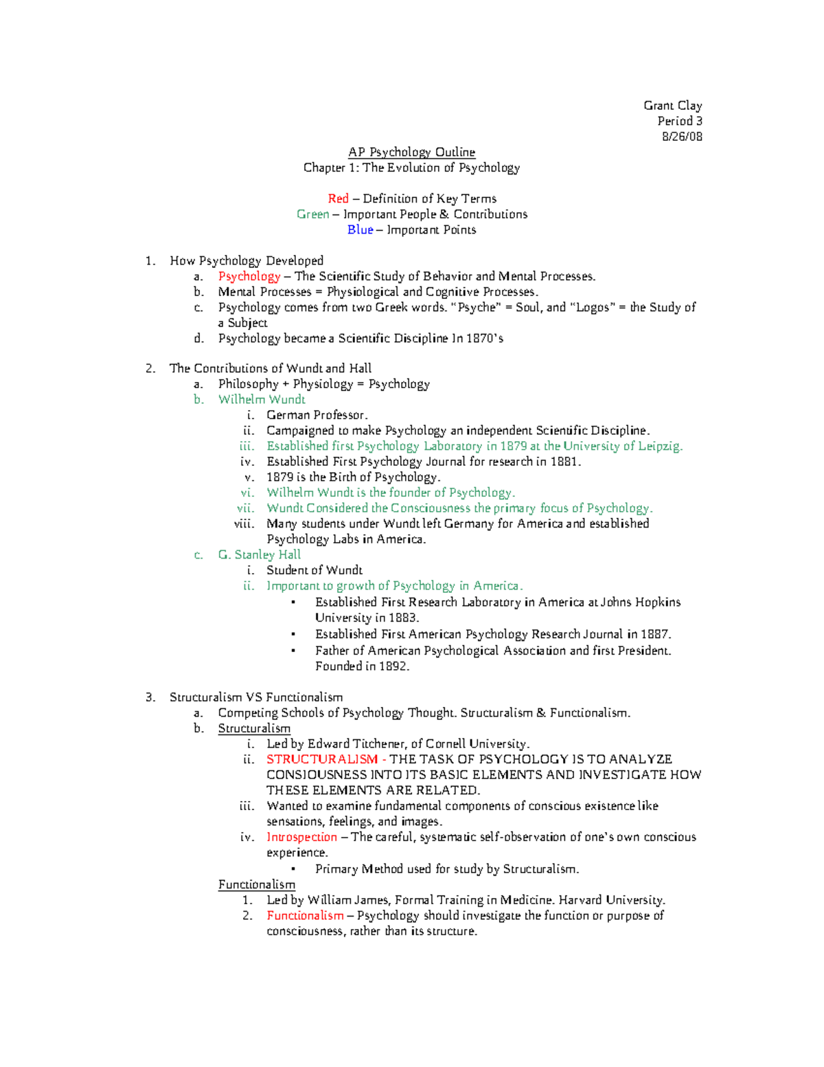 Chap 1 - Textbook Notes of Chapter 1 - Grant Clay Period 3 8/26/ AP ...