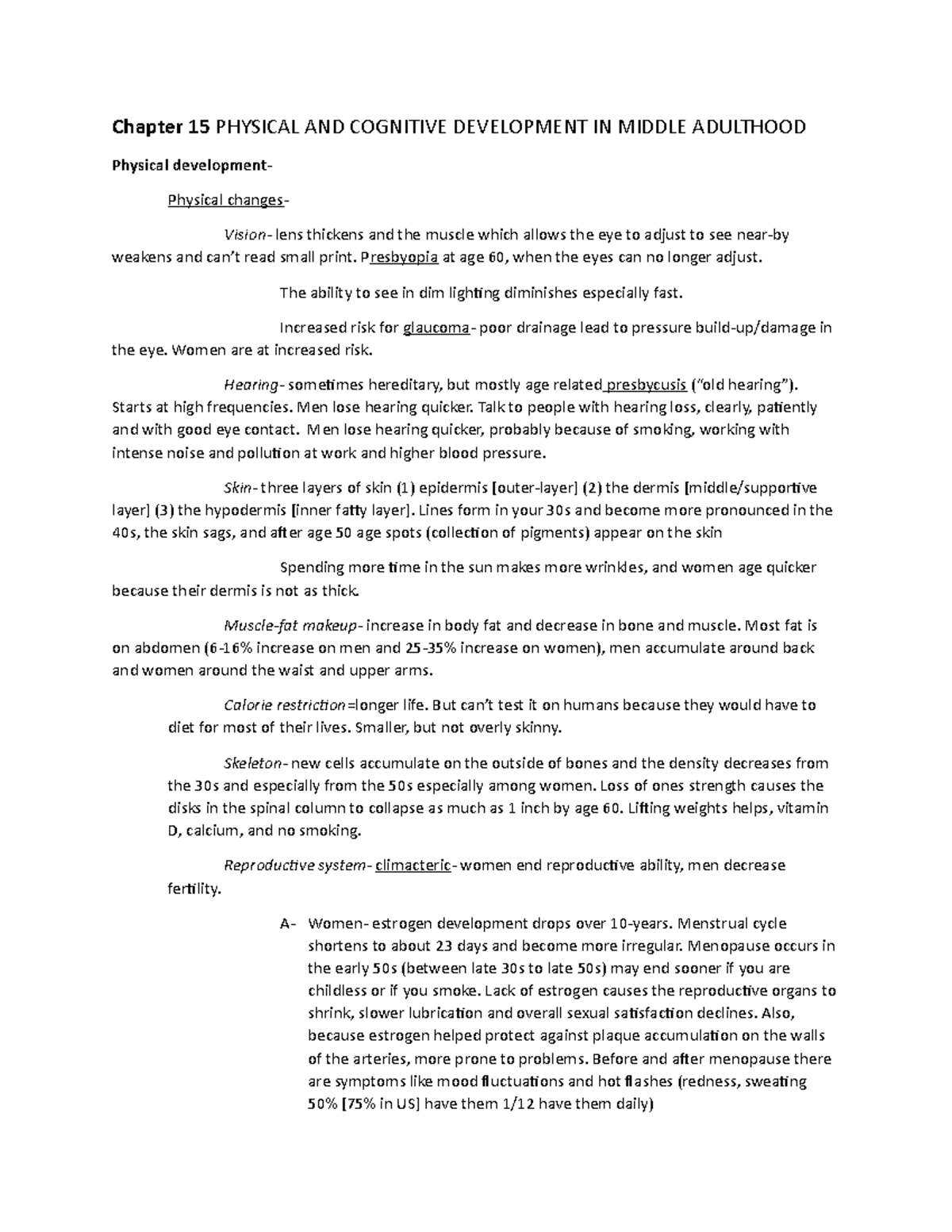 Study Notes Chapter 15 And 16 Chapter 15 PHYSICAL AND COGNITIVE study-notes-chapter-15-and-16-chapter-15-physical-and-cognitive