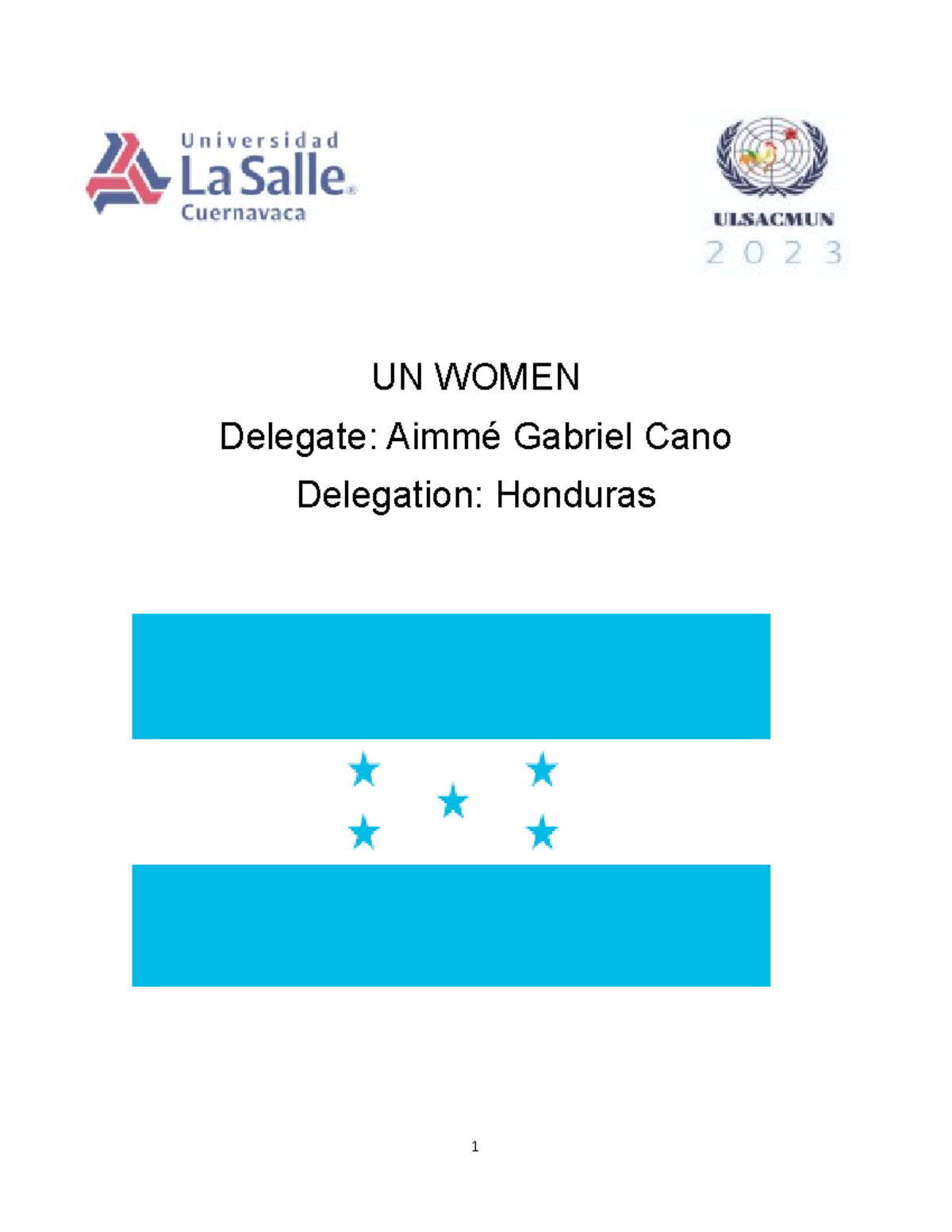 Position Paper - UN WOMEN Delegate: Aimmé Gabriel Cano Delegation ...