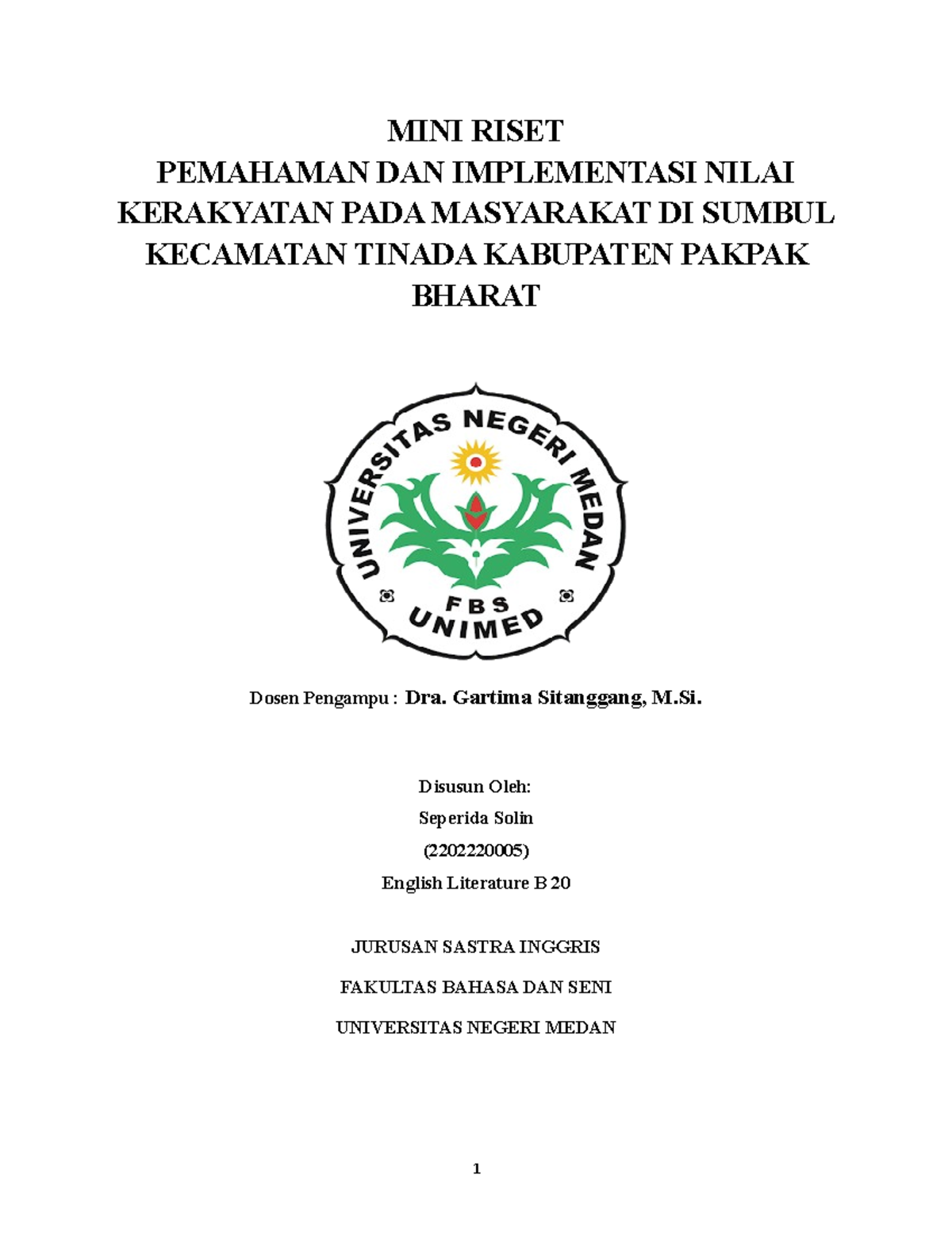 MINI Riset Pancasila - This mini research is part of an essay done by ...