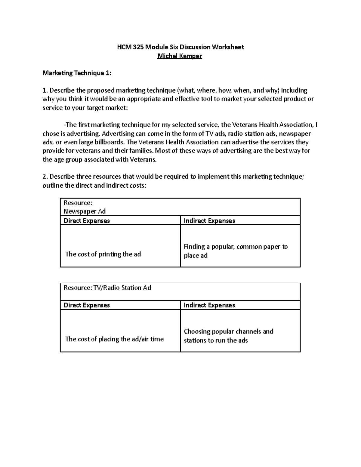Kemper Module Six Discussion Worksheet - HCM 325 Module Six Discussion ...
