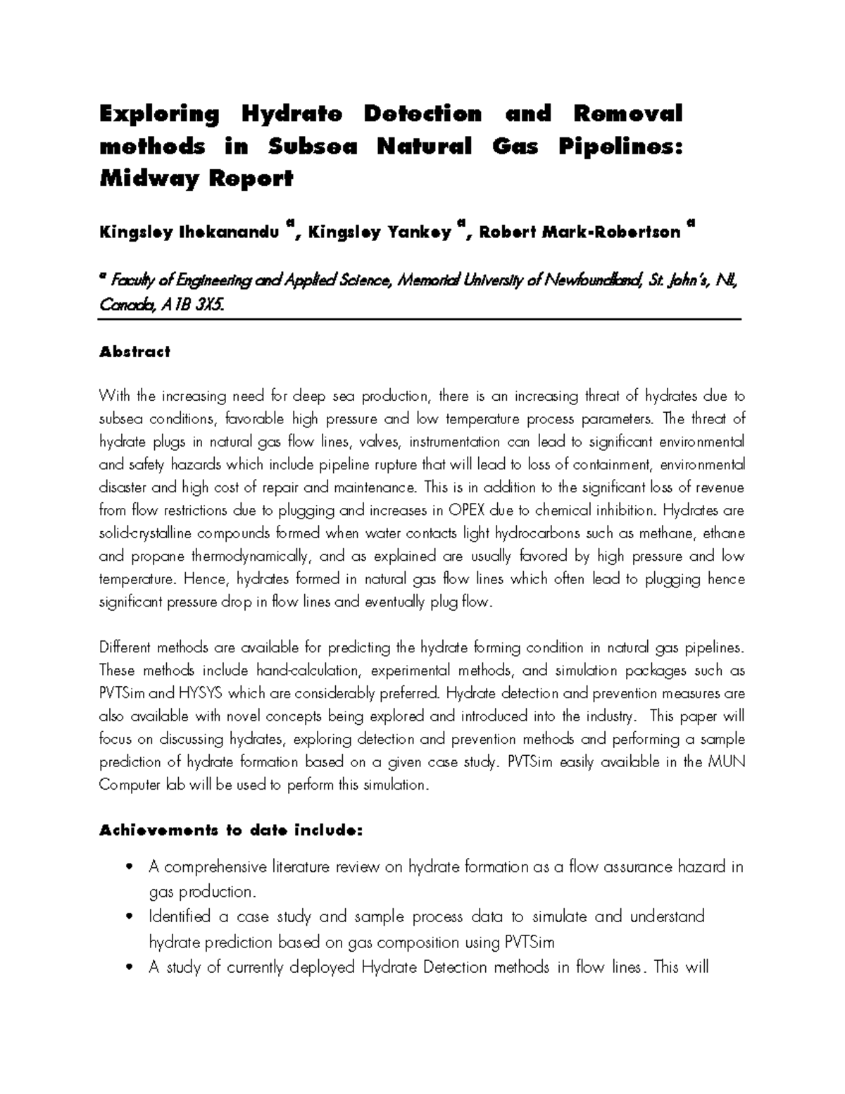 Practical, Exploring Hydrate Detection and Removal Methods in Subsea ...