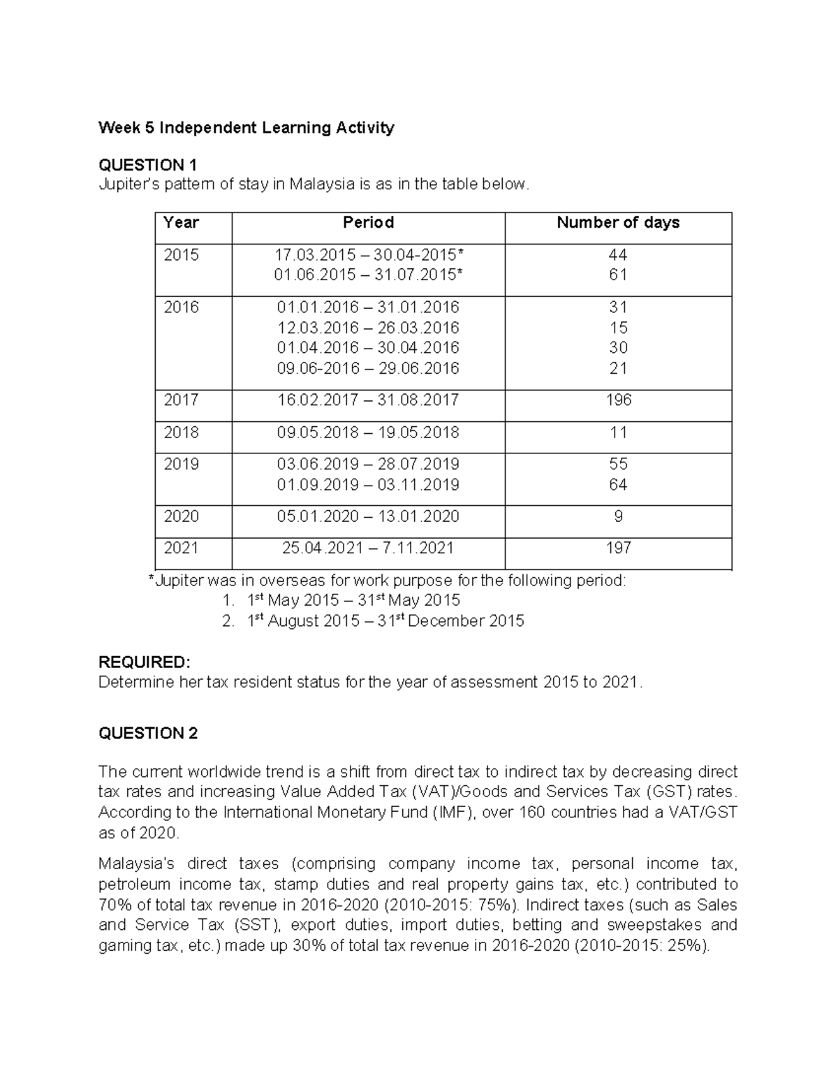 Tutorial 1 and 2 additional questions - Week 5 Independent Learning ...