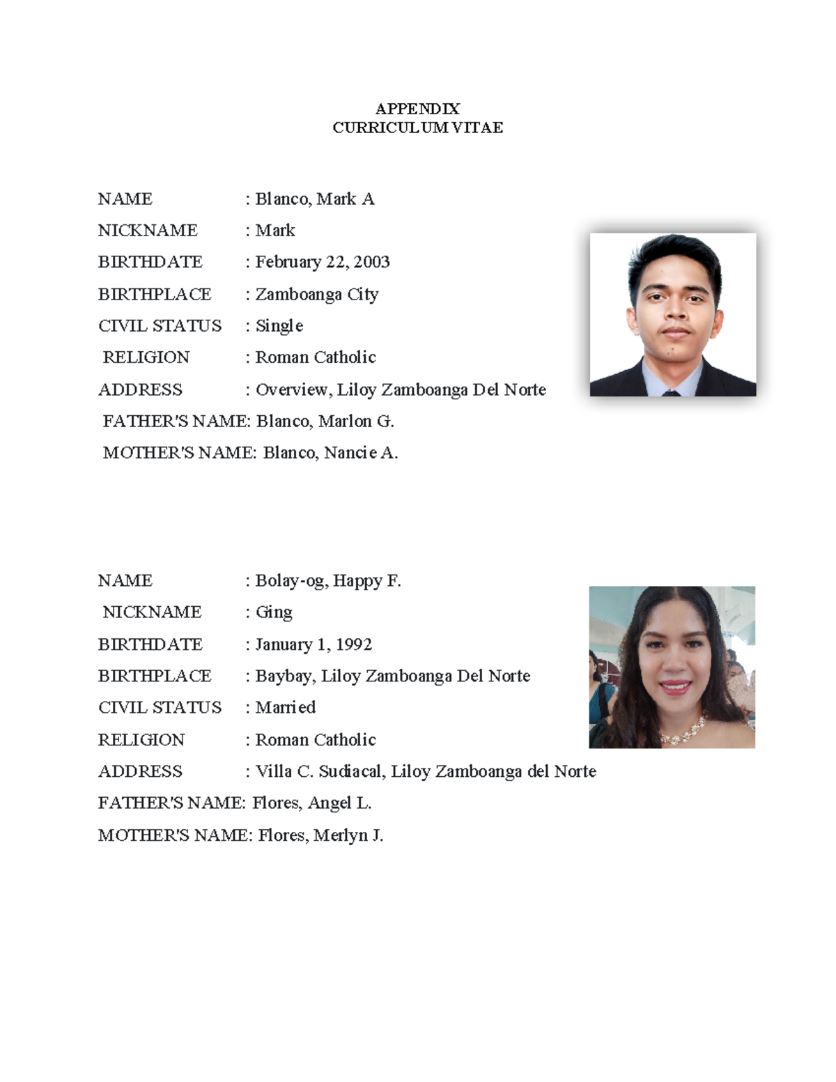 Appendix-group 5 - APPENDIX CURRICULUM VITAE NAME : Blanco, Mark A ...