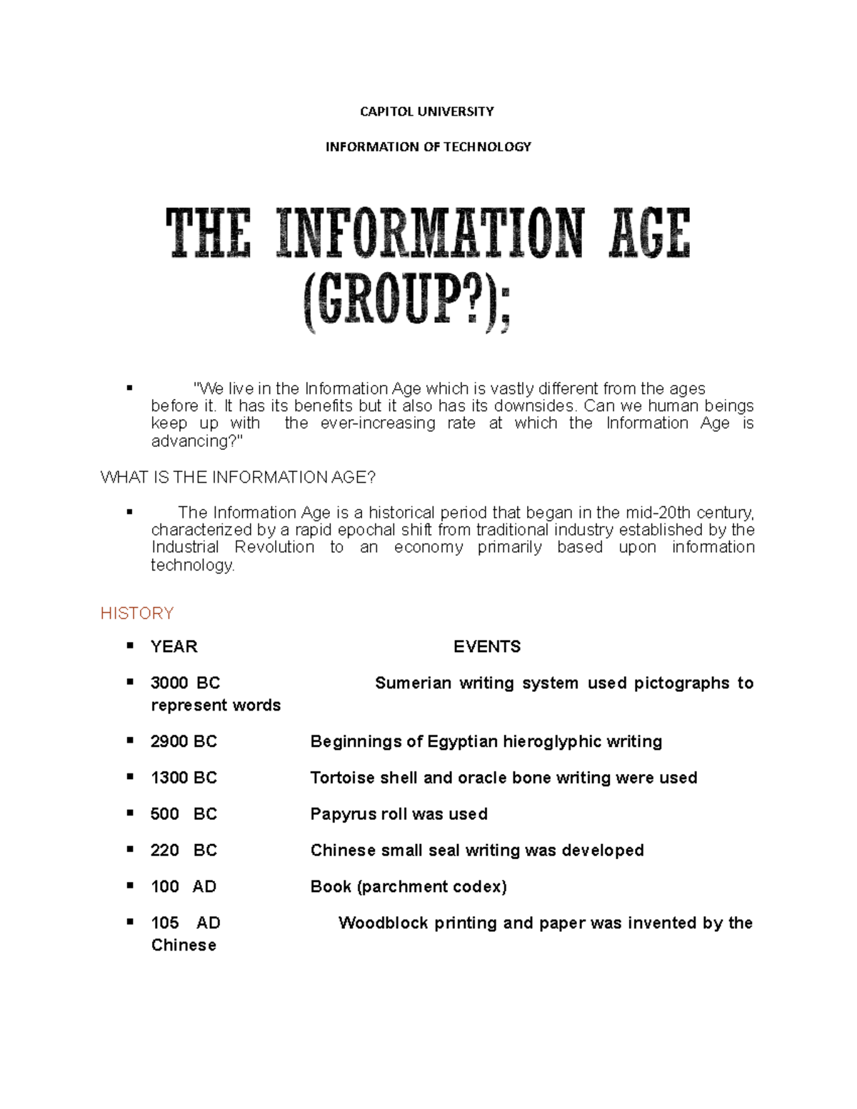 Information age - It has its benefits but it also has its downsides ...