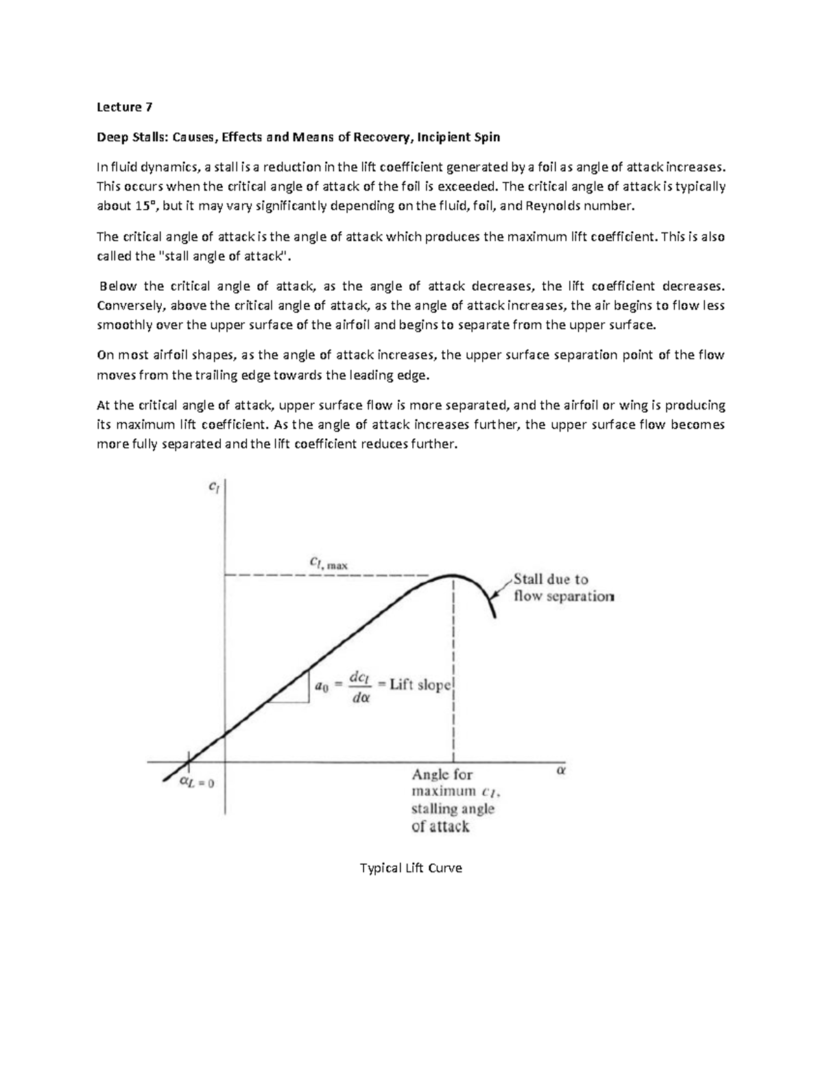 Lecture 7 Deep Stalls - 3rd year - Lecture 7 Deep Stalls: Causes ...