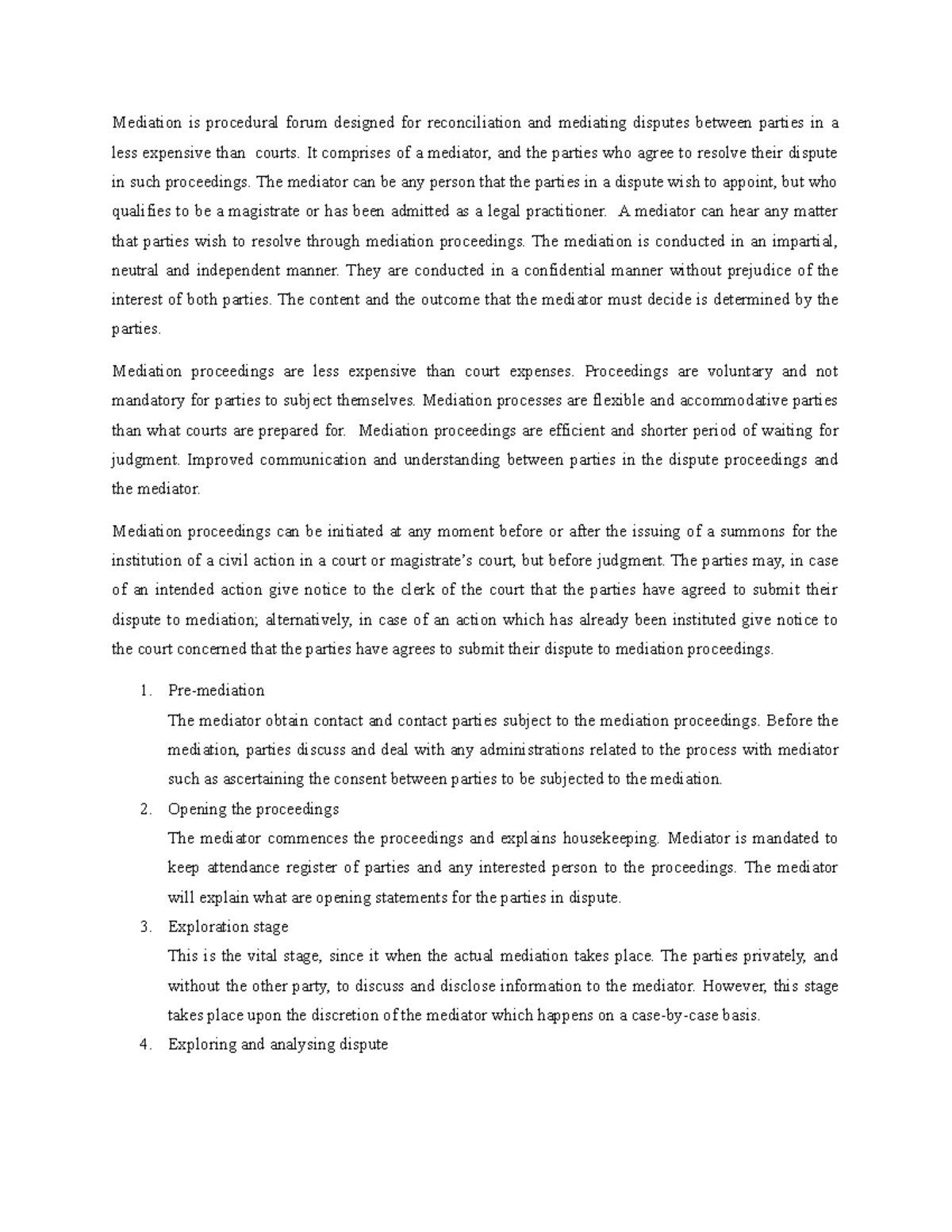 Mediation - legal practice notes - Mediation is procedural forum ...