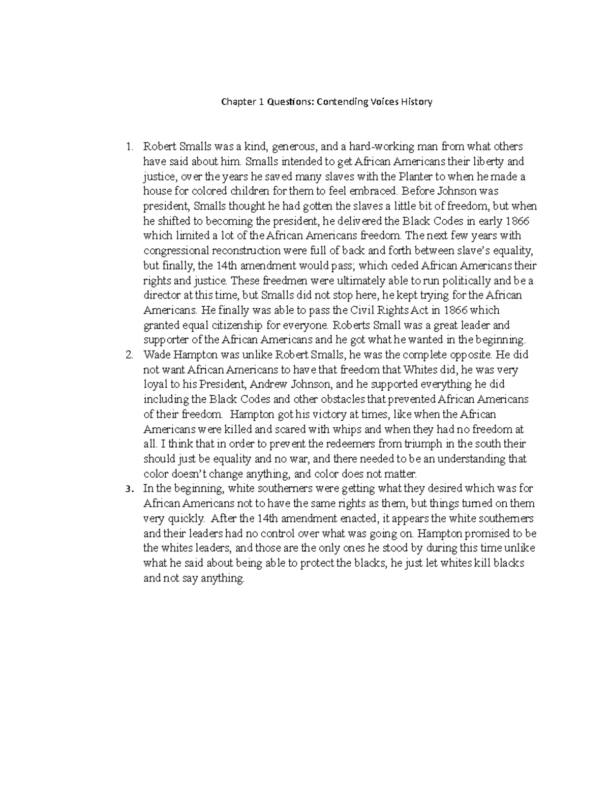 History part 3 - Chapter 1 Questions: Contending Voices History 1 ...