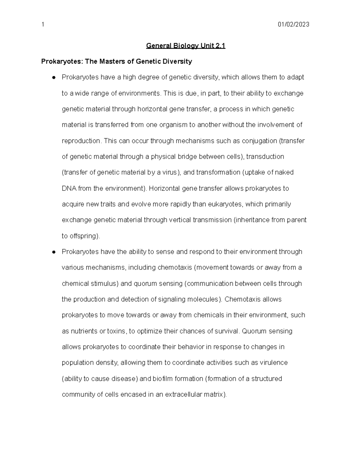 General Biology II Unit 2 - 1 01/02/ General Biology Unit 2 ...