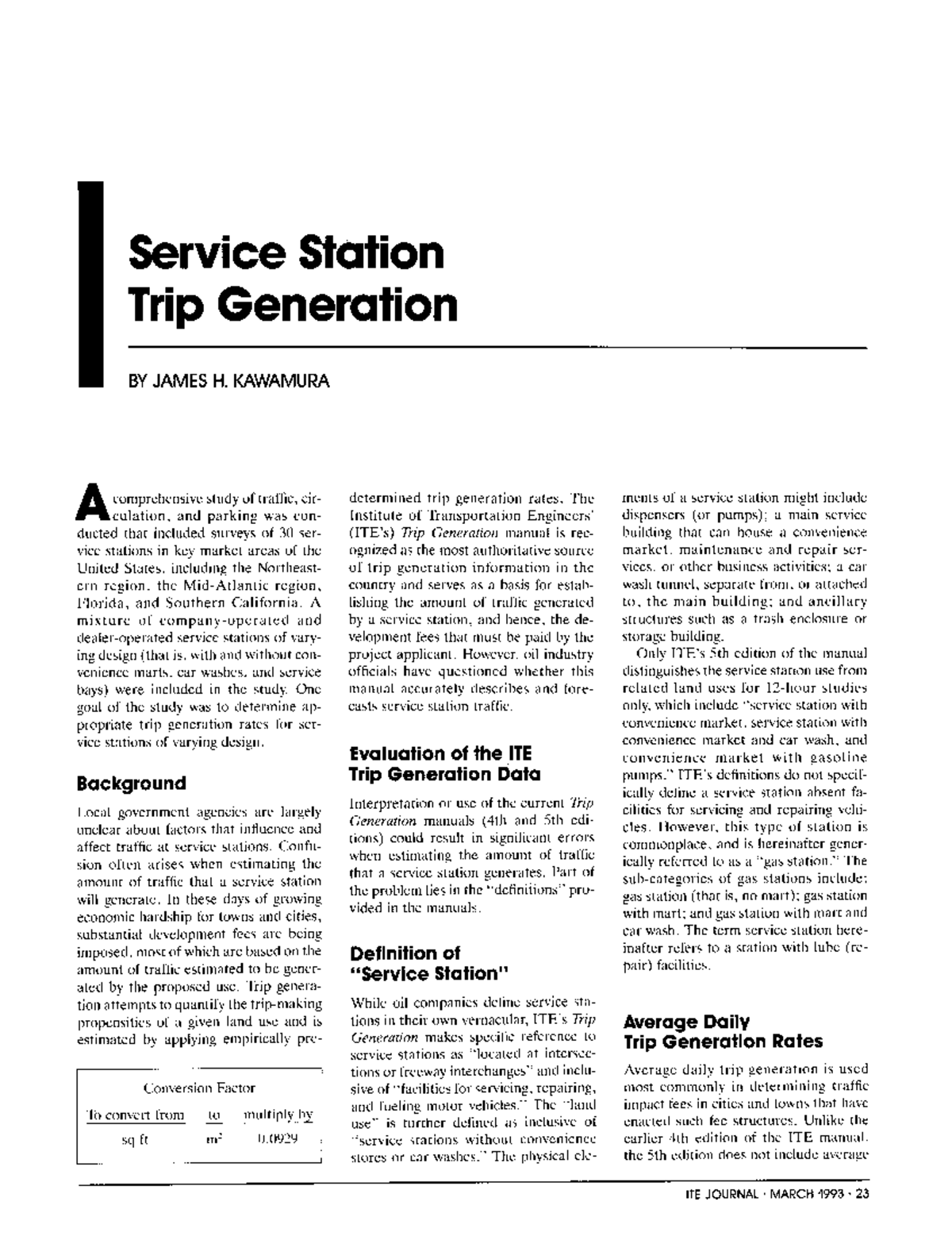ITE Journal - Traffic Generation of Service Station - Service Station ...