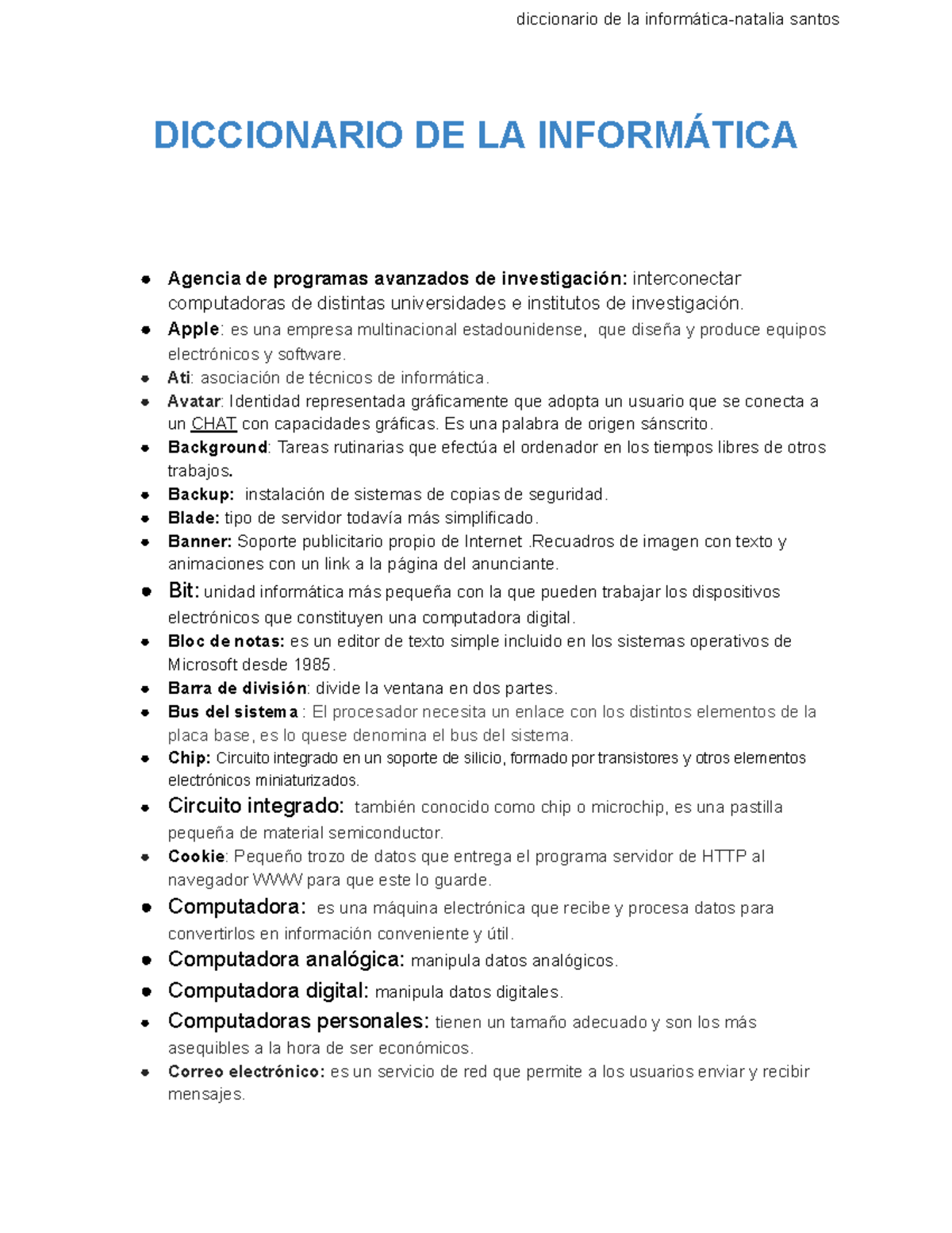 Diccionario de la informática - DICCIONARIO DE LA INFORMÁTICA Agencia ...