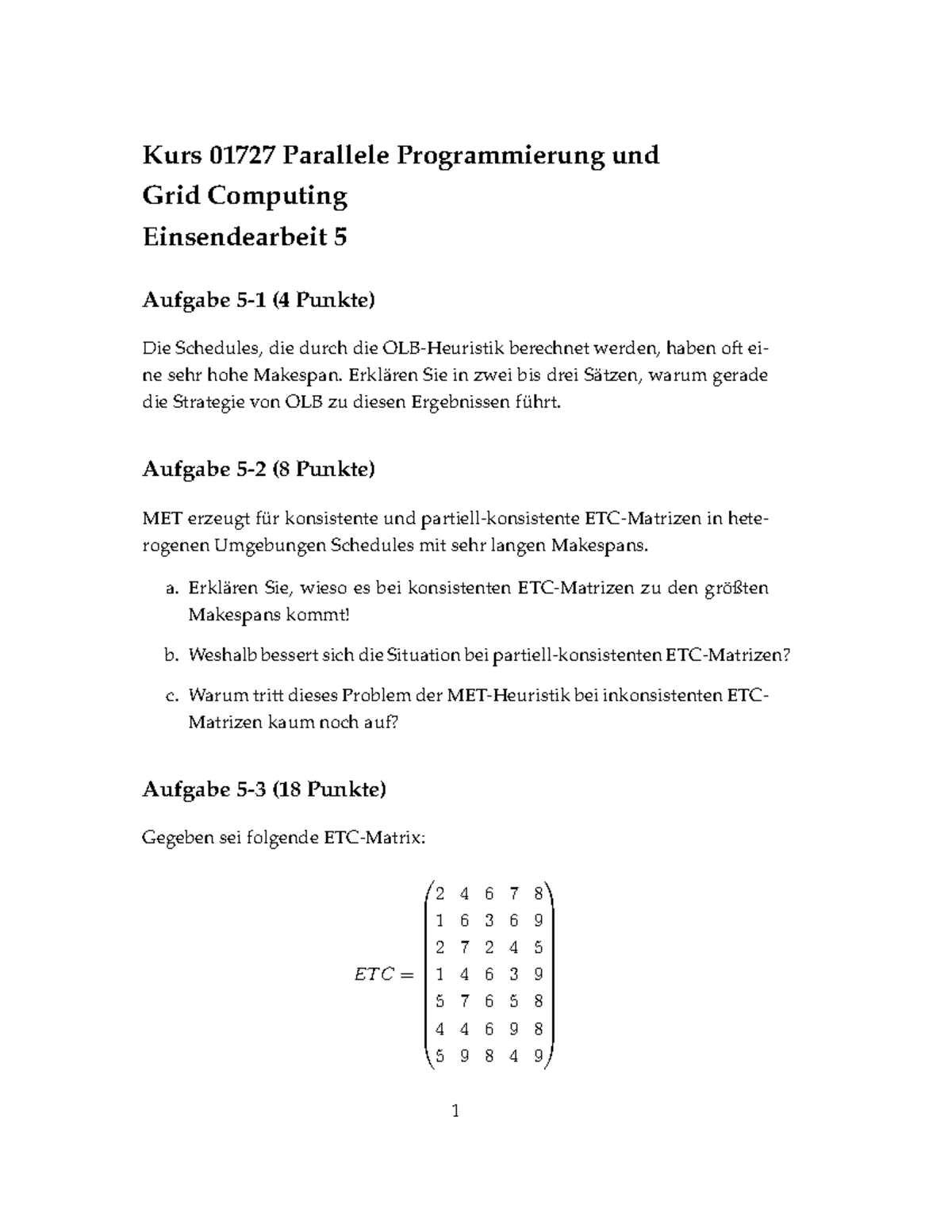 01727 Einsendeaufgabe 5 - Parallele Programmierung - Kurs 01727 ...