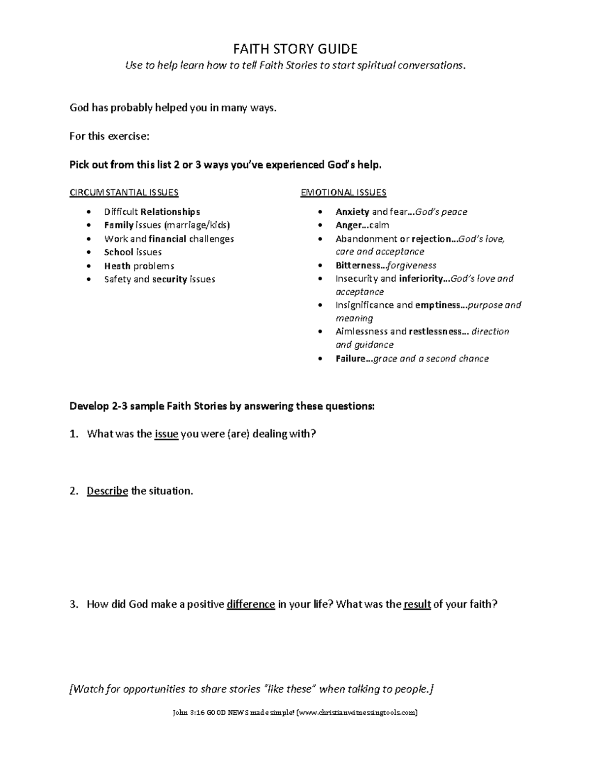 Faith story guide - Done - John 3:16 GOOD NEWS made simple ...