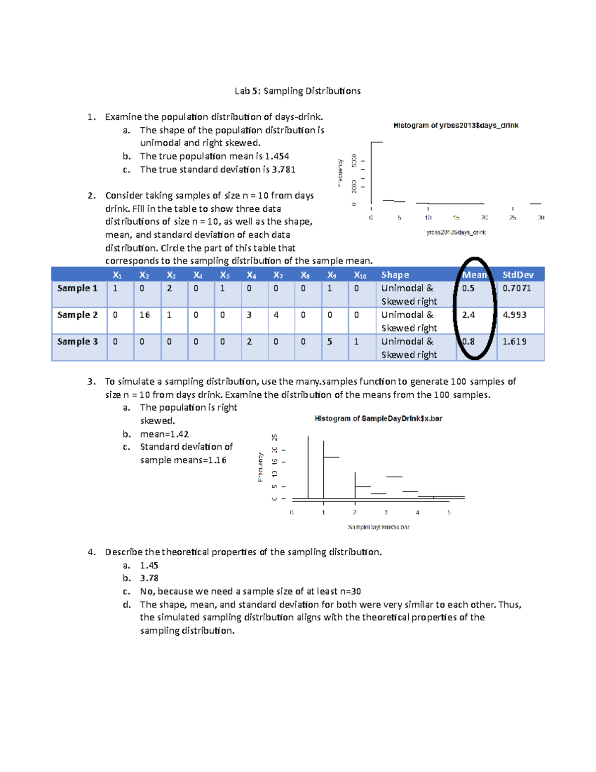 Lab 5 (2-12) - qtm lab assignment - Lab 5: Sampling Distributions ...