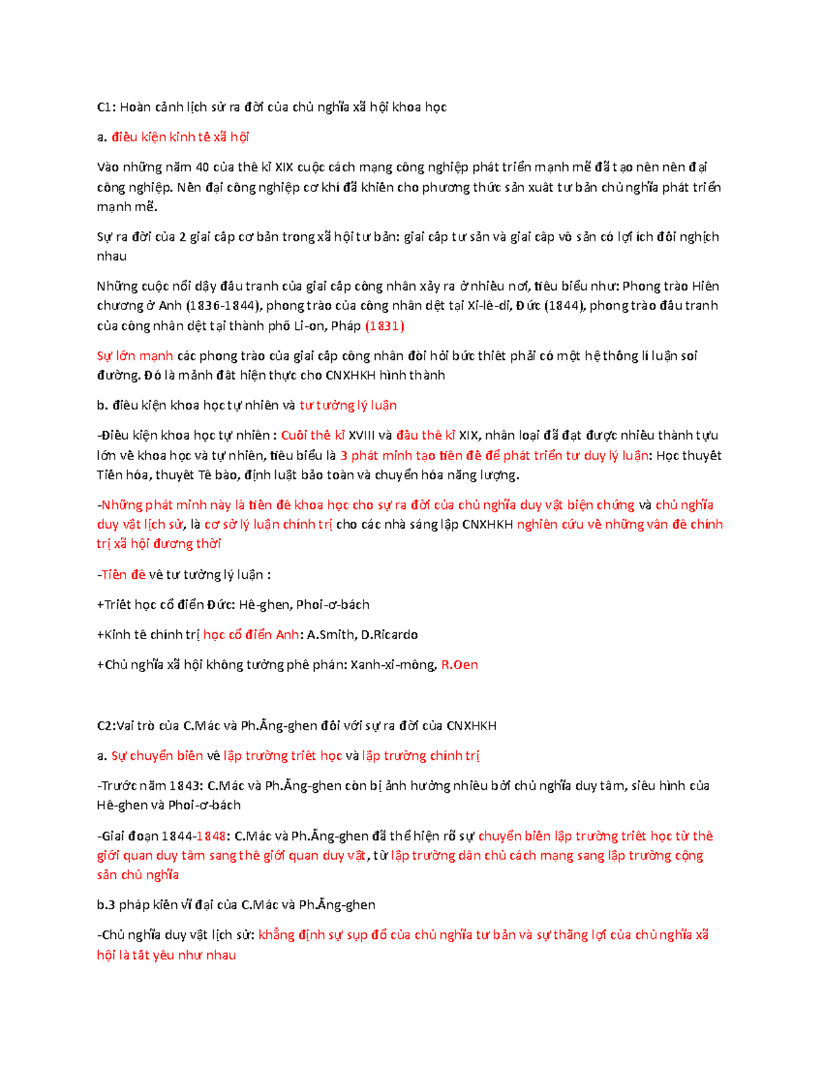 C1 - Đề cương mới nhất kì 2021 III - C1: Hoàn c nh l ch s ra đ i c a ch nghĩa xã h i khoa h ...