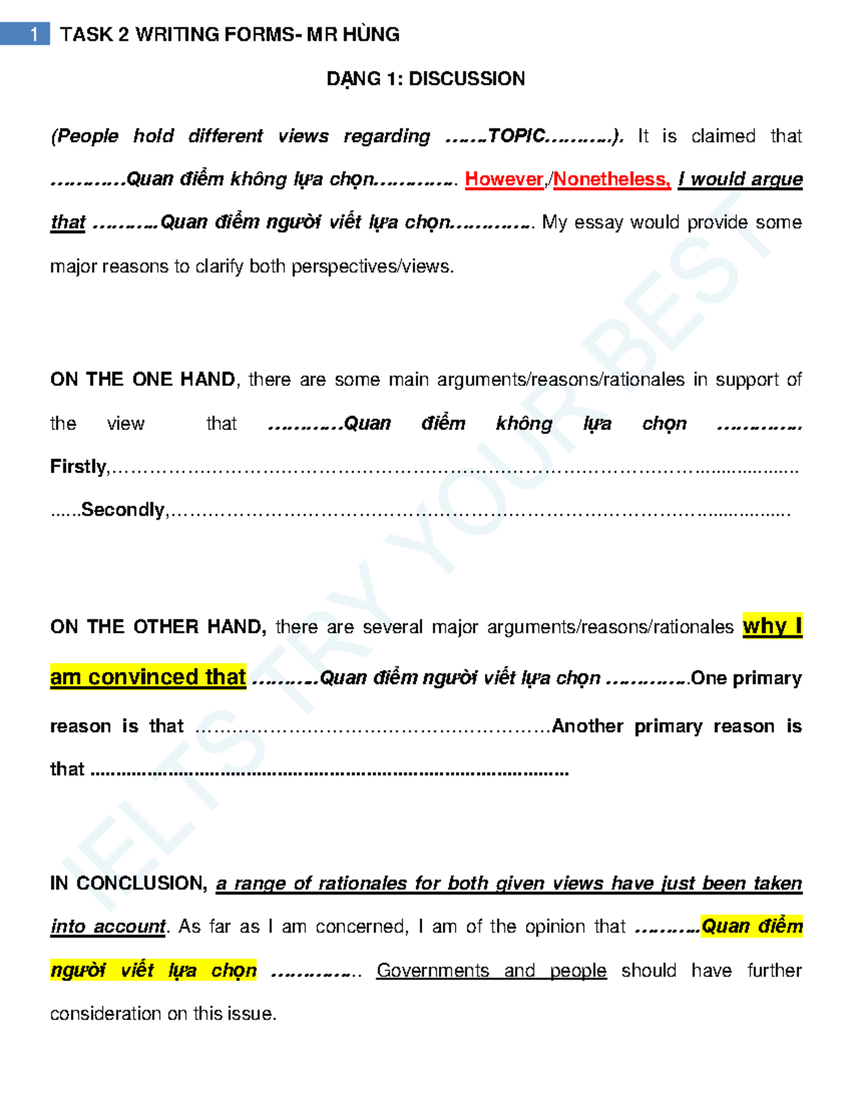 FORM Improved OK - FORM Chinh - DẠNG 1: DISCUSSION (People hold ...