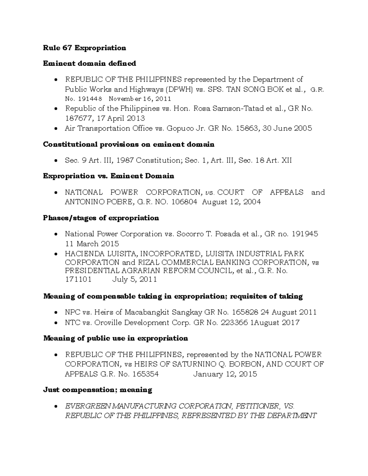 Rule-67-Expropriation - Rule 67 Expropriation Eminent domain defined ...