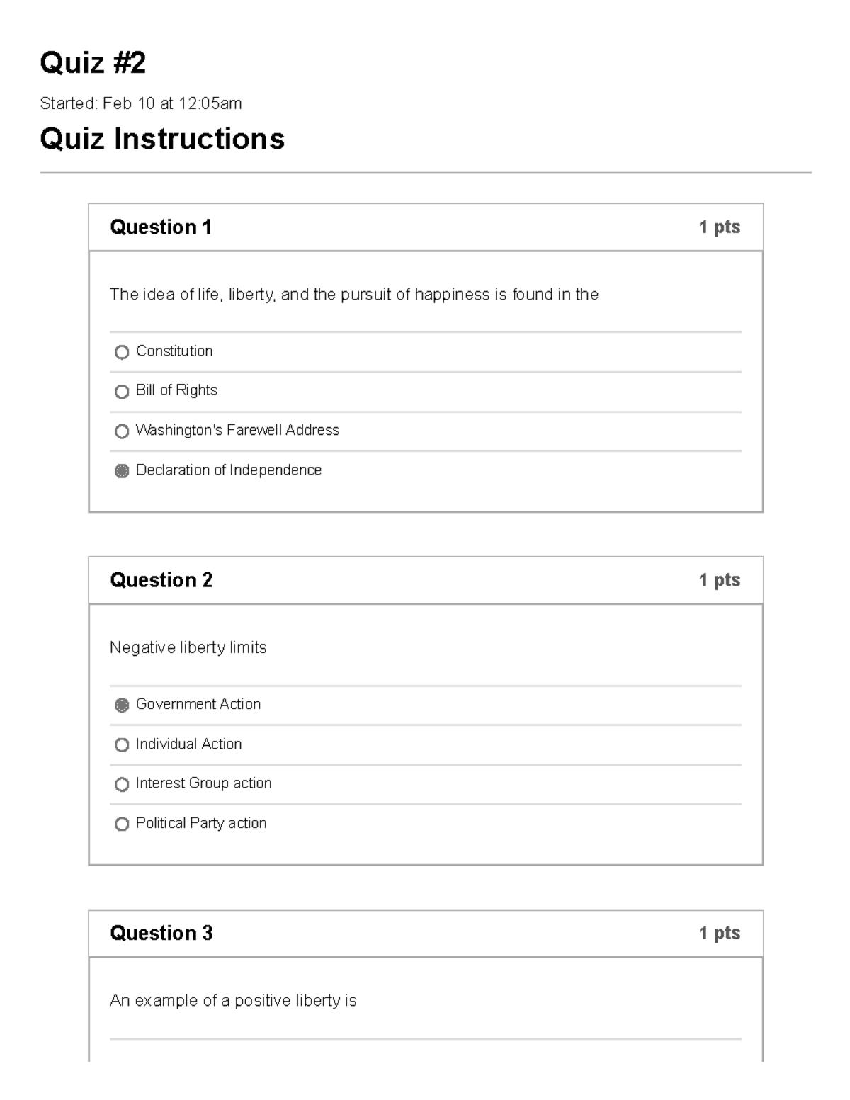 Quiz Quiz #2 - Quiz 2 - Quiz Started: Feb 10 at 12:05am Quiz ...