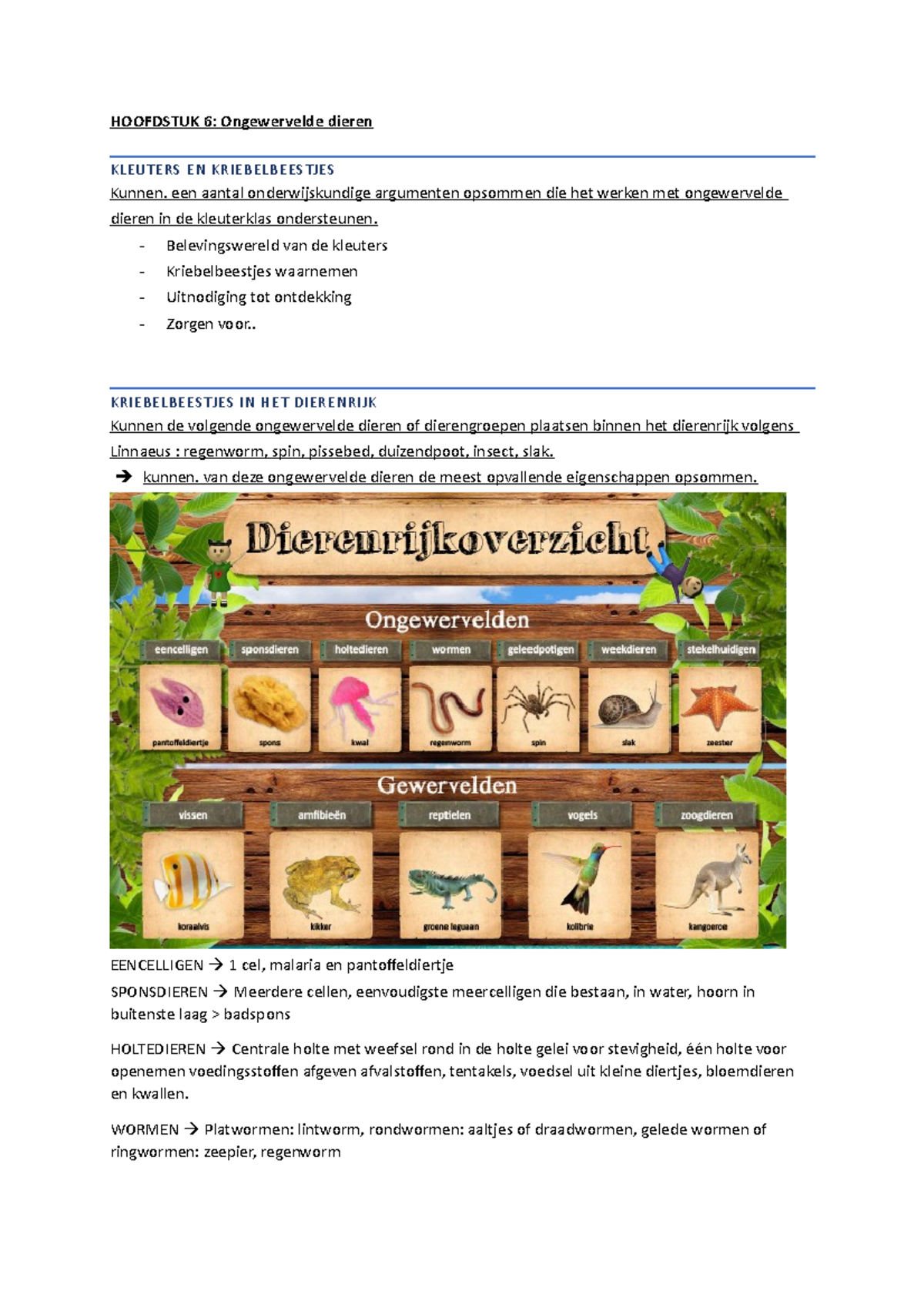 Hoofdstuk 6 Ongewervelde dieren - HOOFDSTUK 6: Ongewervelde dieren ...