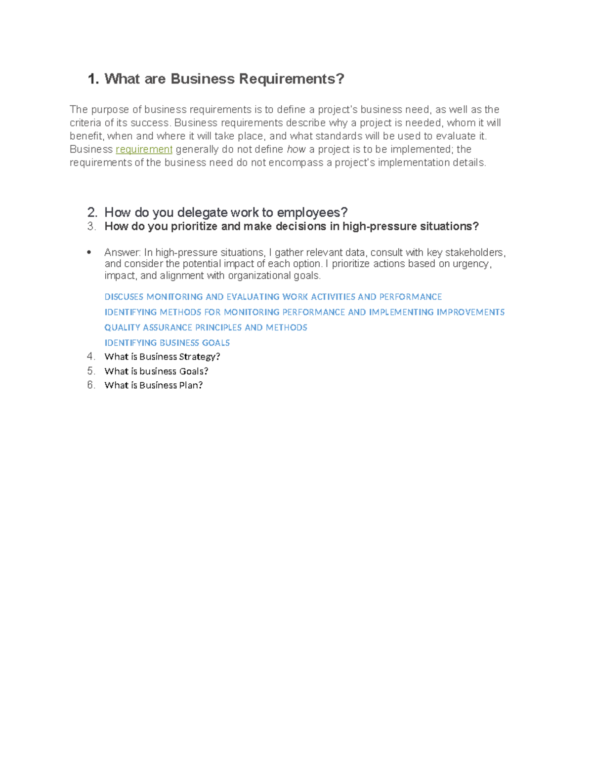 What are Business - 1. What are Business Requirements? The purpose of ...