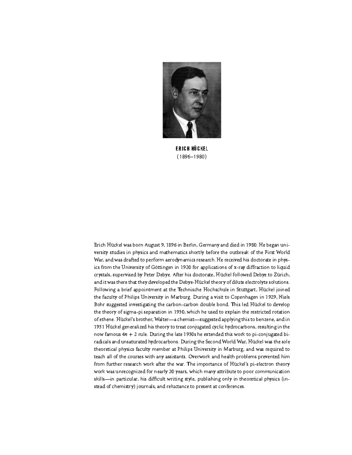 hetereocycles and mathematics - ERICH HUCKEL ̈ (1896–1980) Erich Huckel ...