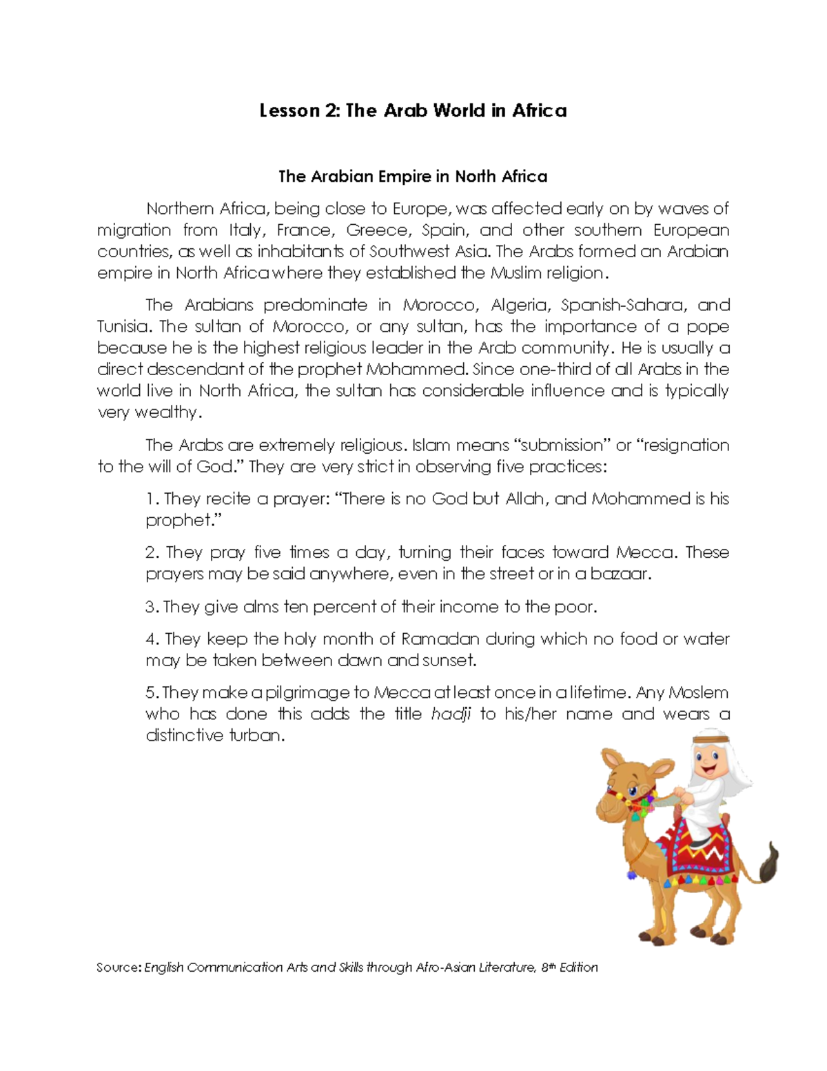 The Arab World in Africa - The Arabs formed an Arabian empire in North ...