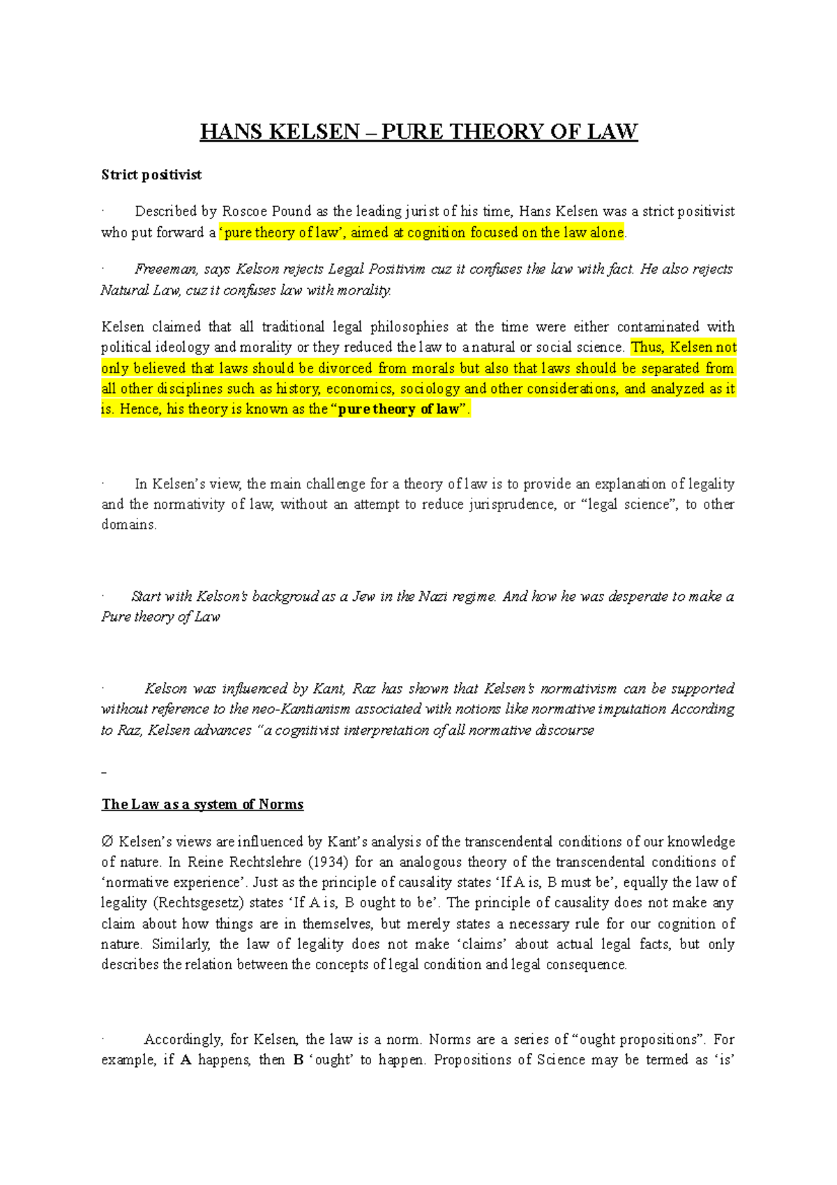 HANS Kelsen – PURE Theory OF LAW - HANS KELSEN – PURE THEORY OF LAW ...