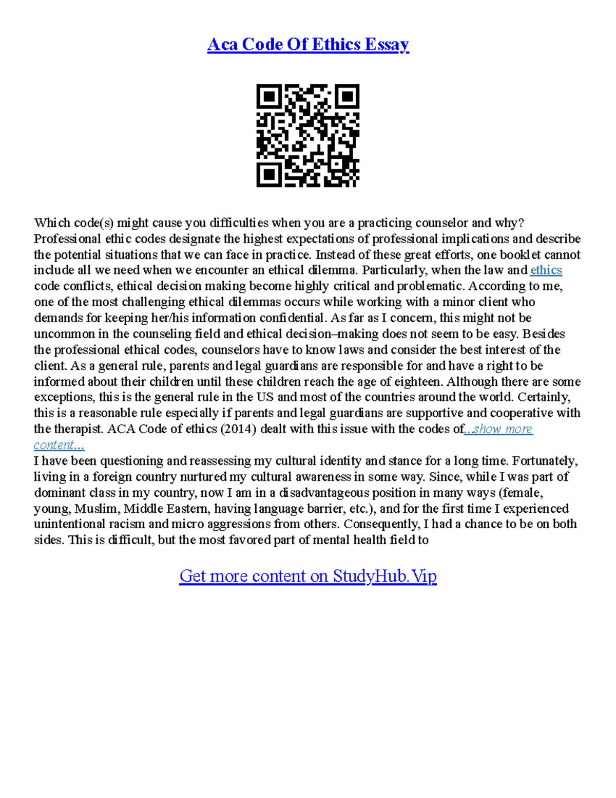 Code Of Ethics Essay - Aca Code Of Ethics Essay Which code(s) might ...