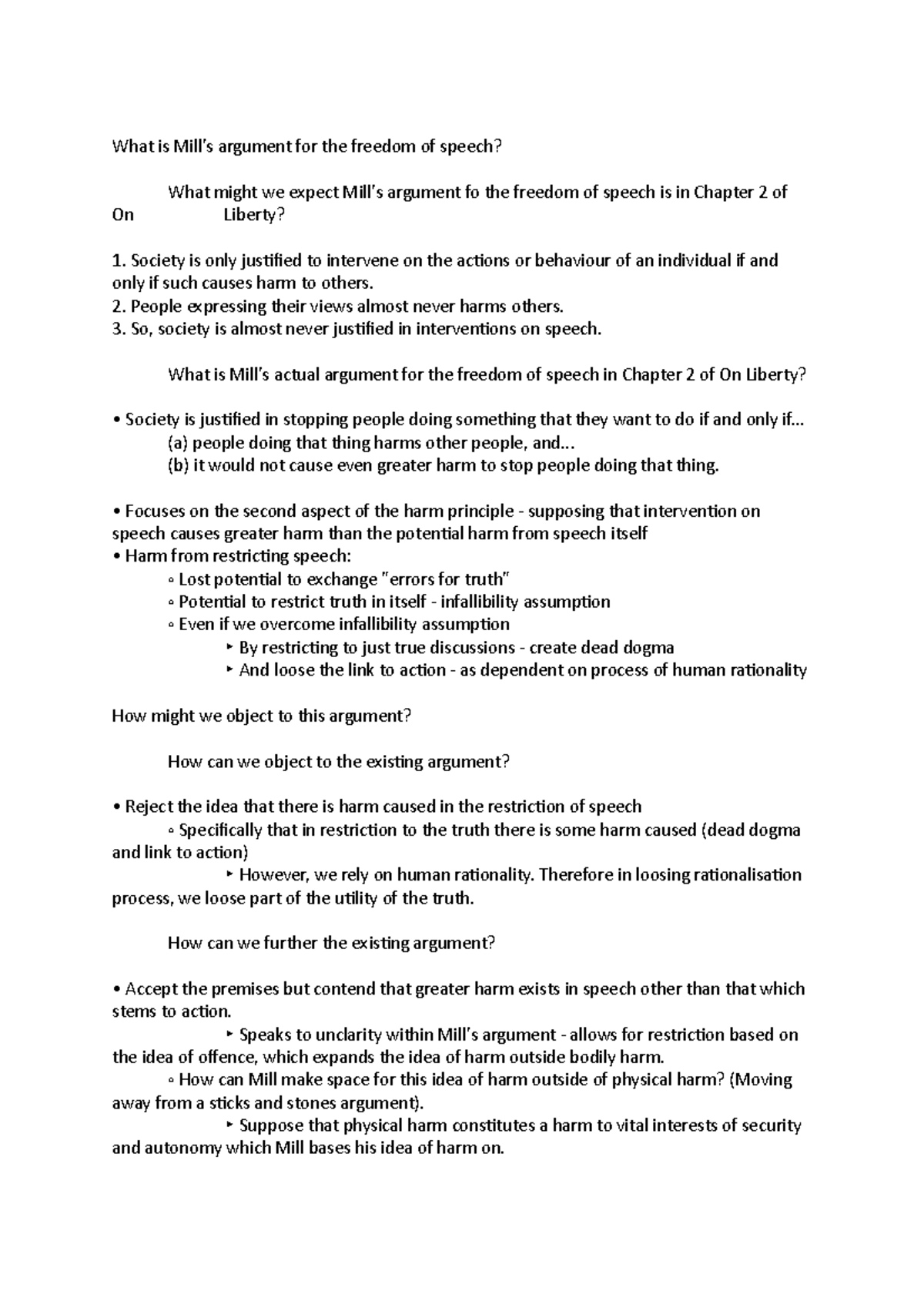 Mill Harm Principle Summary - What is Mill's argument for the freedom ...