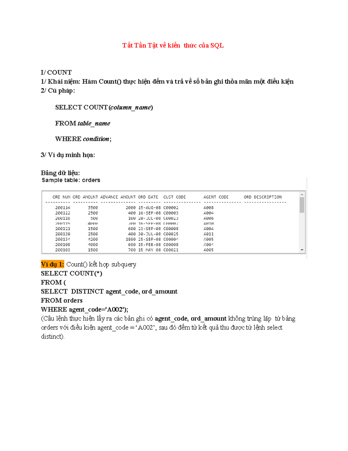Tất Tần Tật về kiến thức của SQL - Tất Tần Tật về kiến thức của SQL I ...