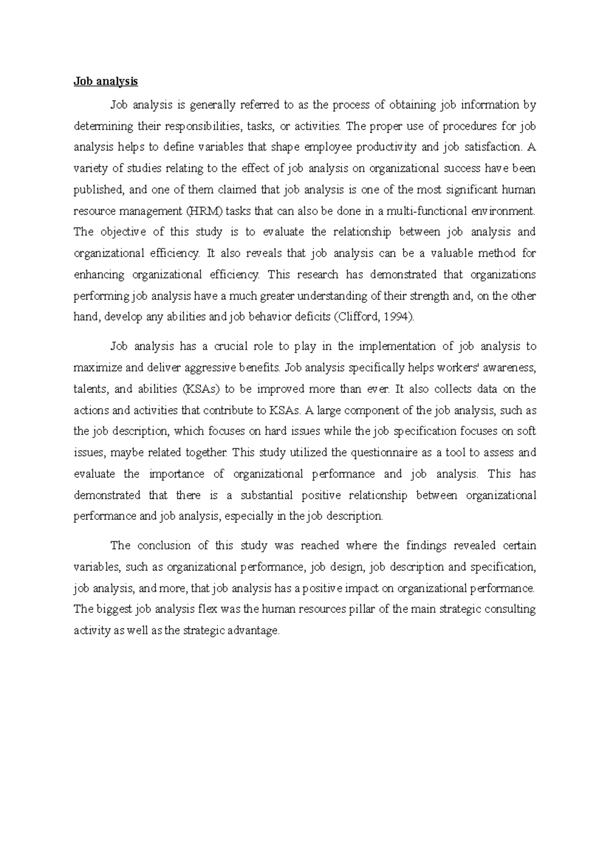 JOB Analysis PART FOR HRM PAIR ASSIGNMENT - Job analysis Job analysis ...