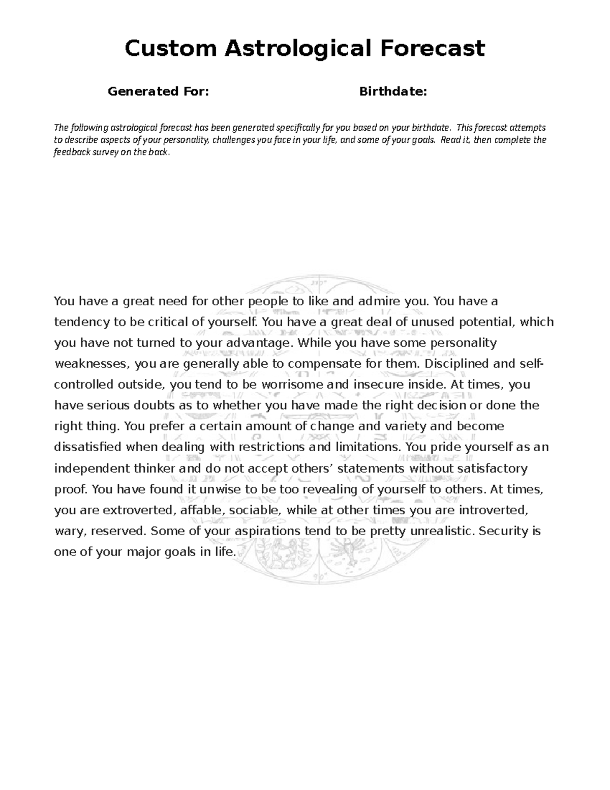 Astrology and Pseudoscience Activity - Custom Astrological Forecast ...